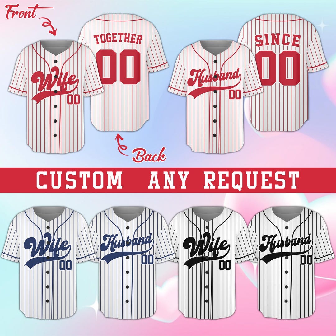 Personalized Couple Baseball Jersey, Custom Name Number Together Since ...