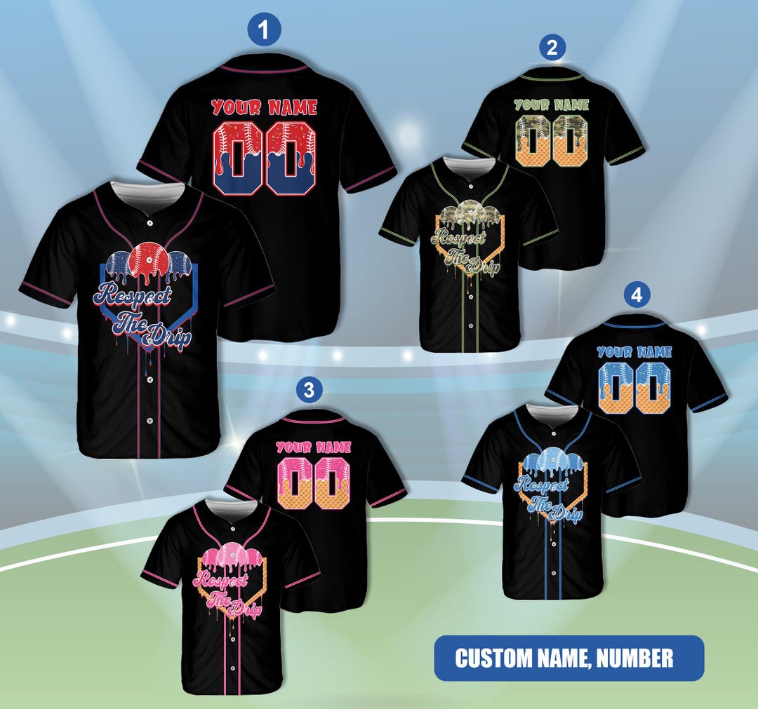 Personalized Ice Cream Drip Baseball Jersey, Custom Respect the Drip ...