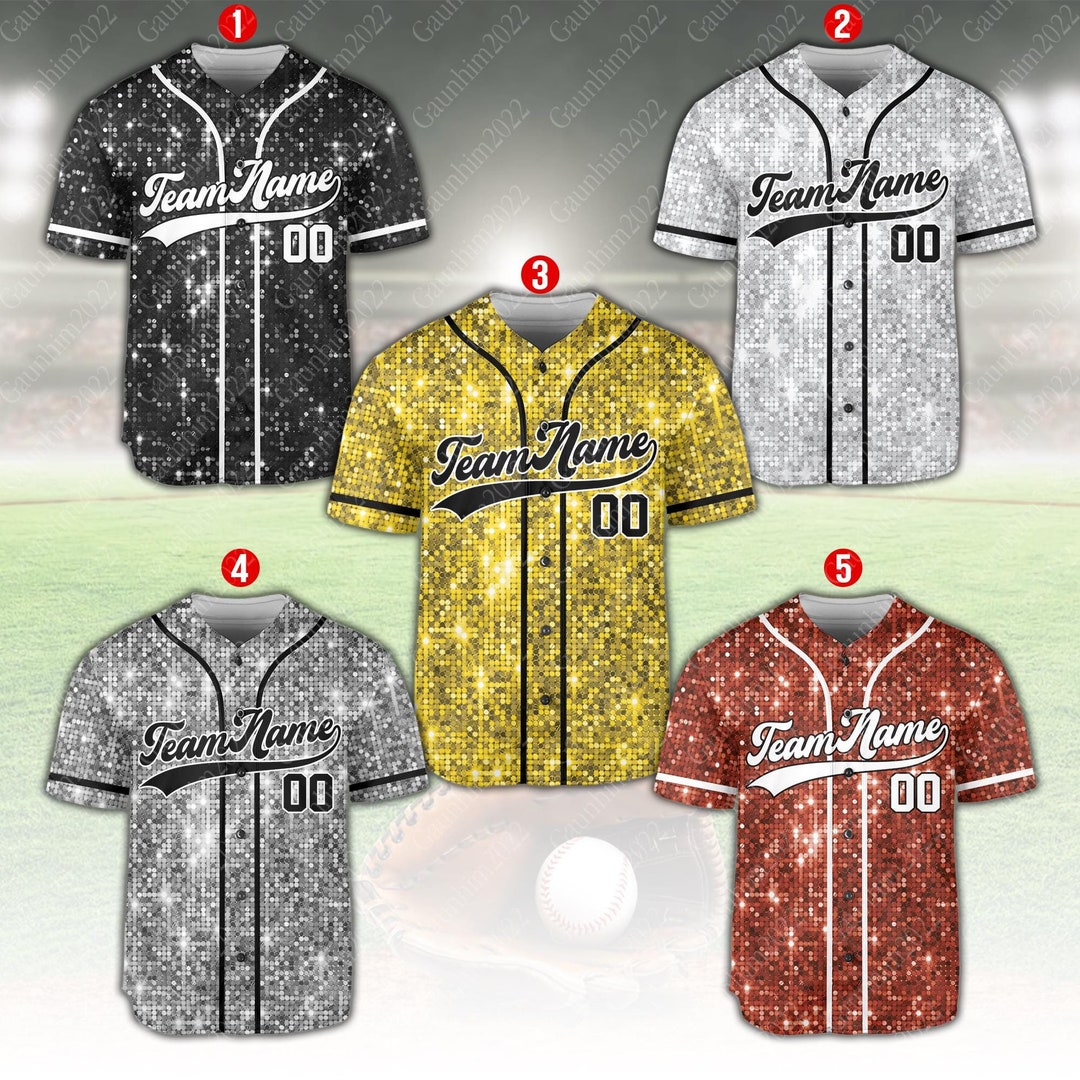 Personalized Glitter Baseball Jersey, Custom Name Number Baseball ...