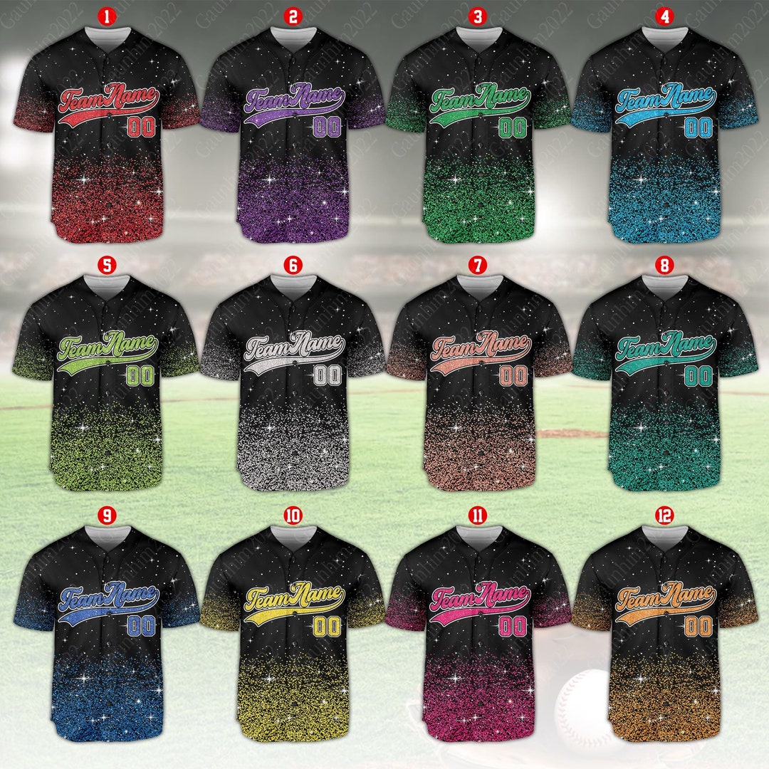 Personalized Bow Glitter Baseball Jersey, Custom Name and Number Color ...