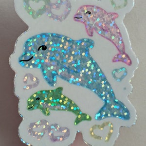 Pastel Dolphin Glitter Holographic Stickers - Etsy