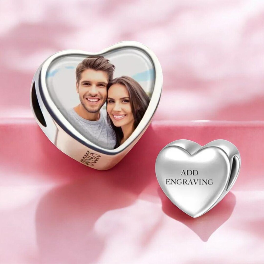 Personalized Engraved Heart Photo Charm Custom Bracelet Charms Pandora ...