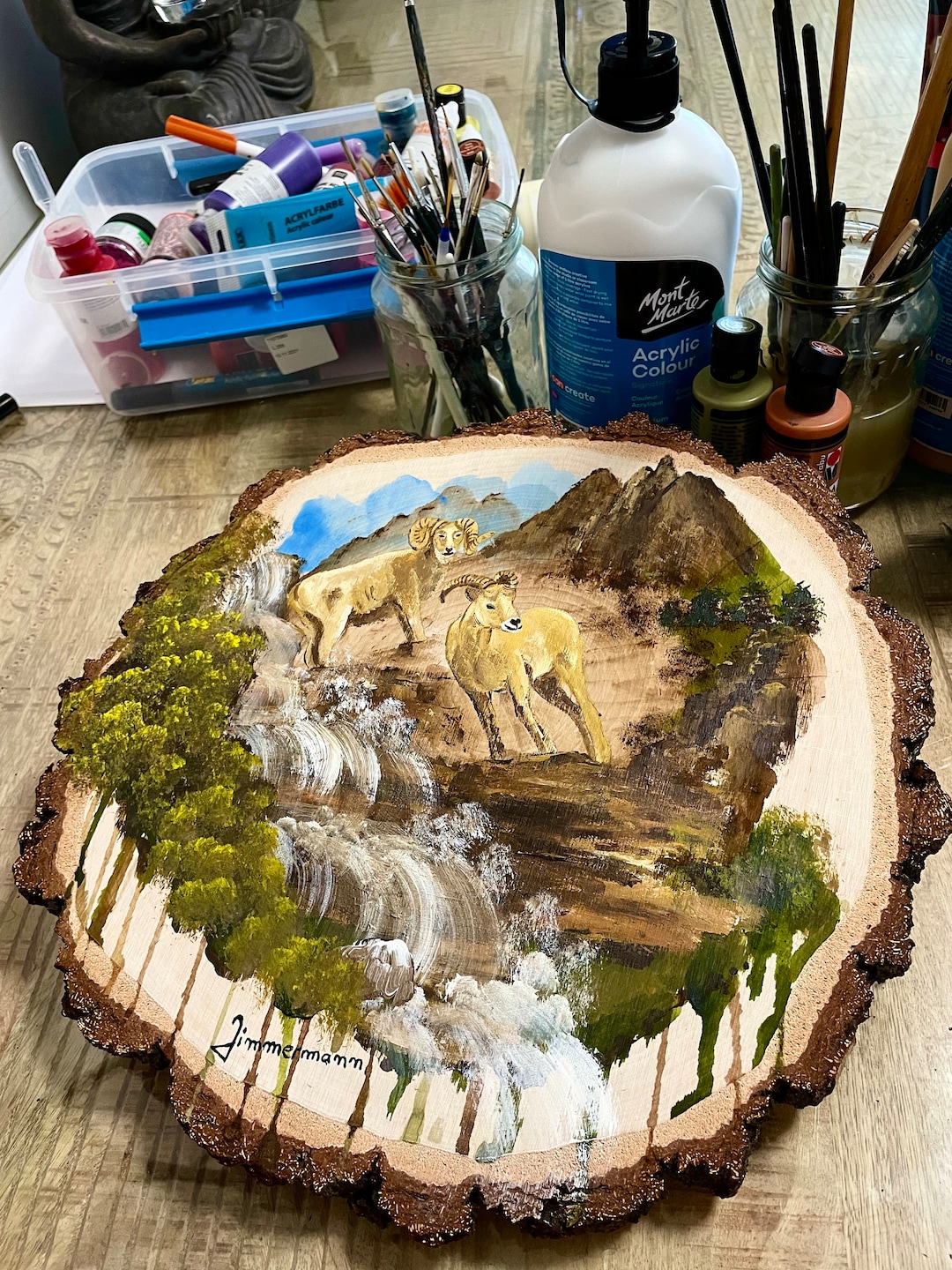 Hand-painted Wooden Disc - Etsy