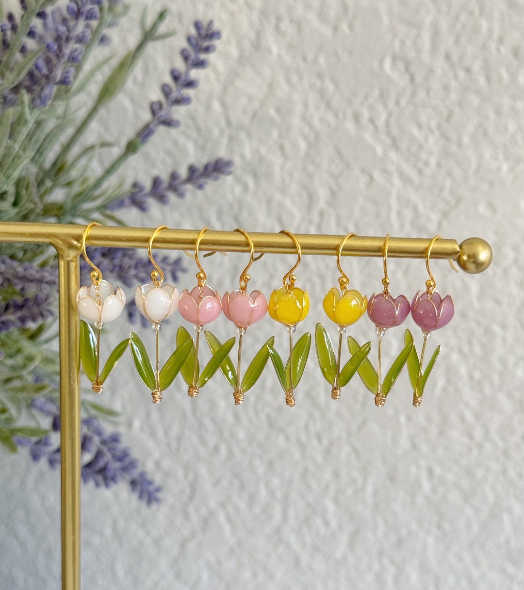 Handmade Resin Tulip Drop Earrings – Floral Dangle Jewelry, Nature ...