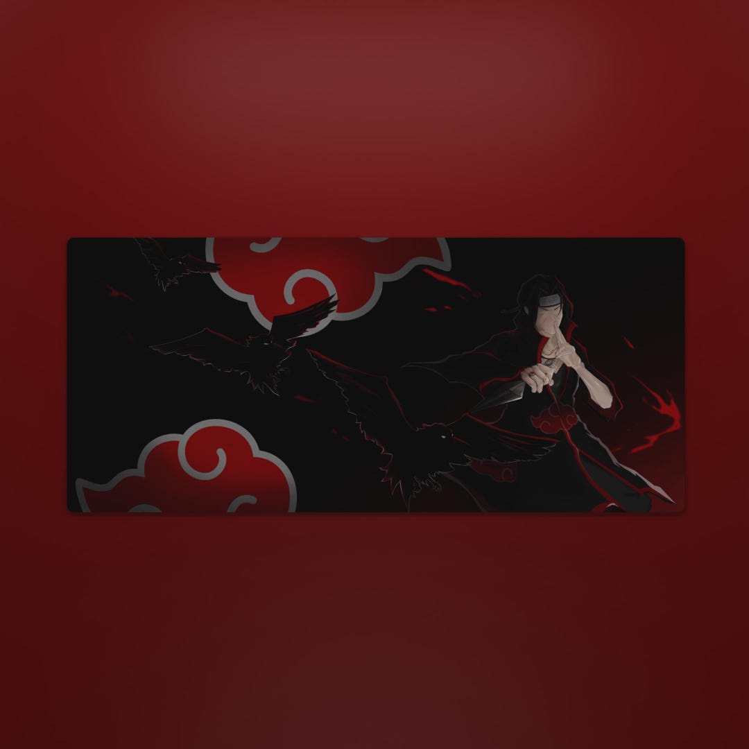 Anime Ninja Inspired Red Cloud Deskmat, Black & Red Assassin Theme ...