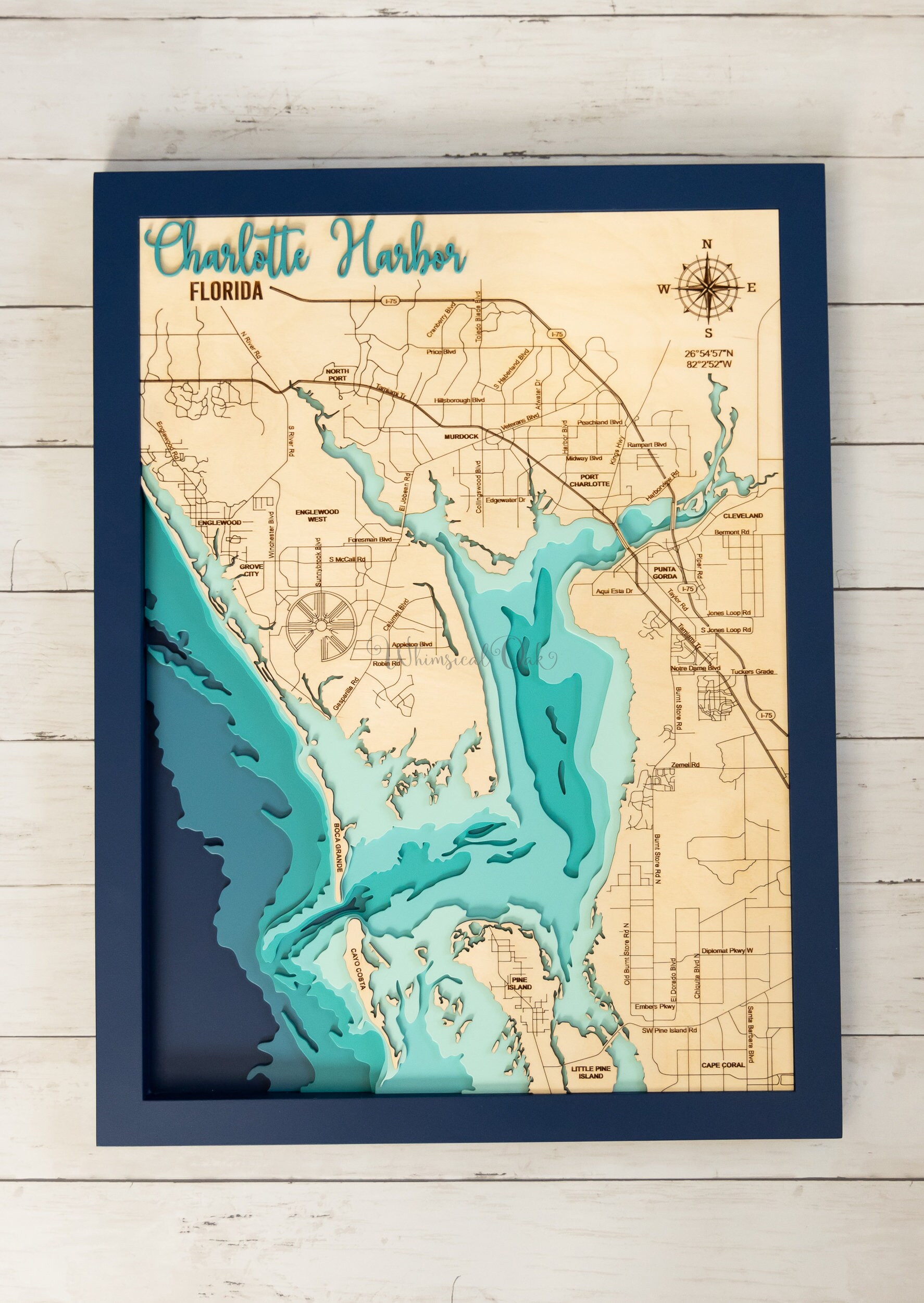 Charlotte Harbor, Florida Layered Map | Map Sign | Custom Made Decor ...