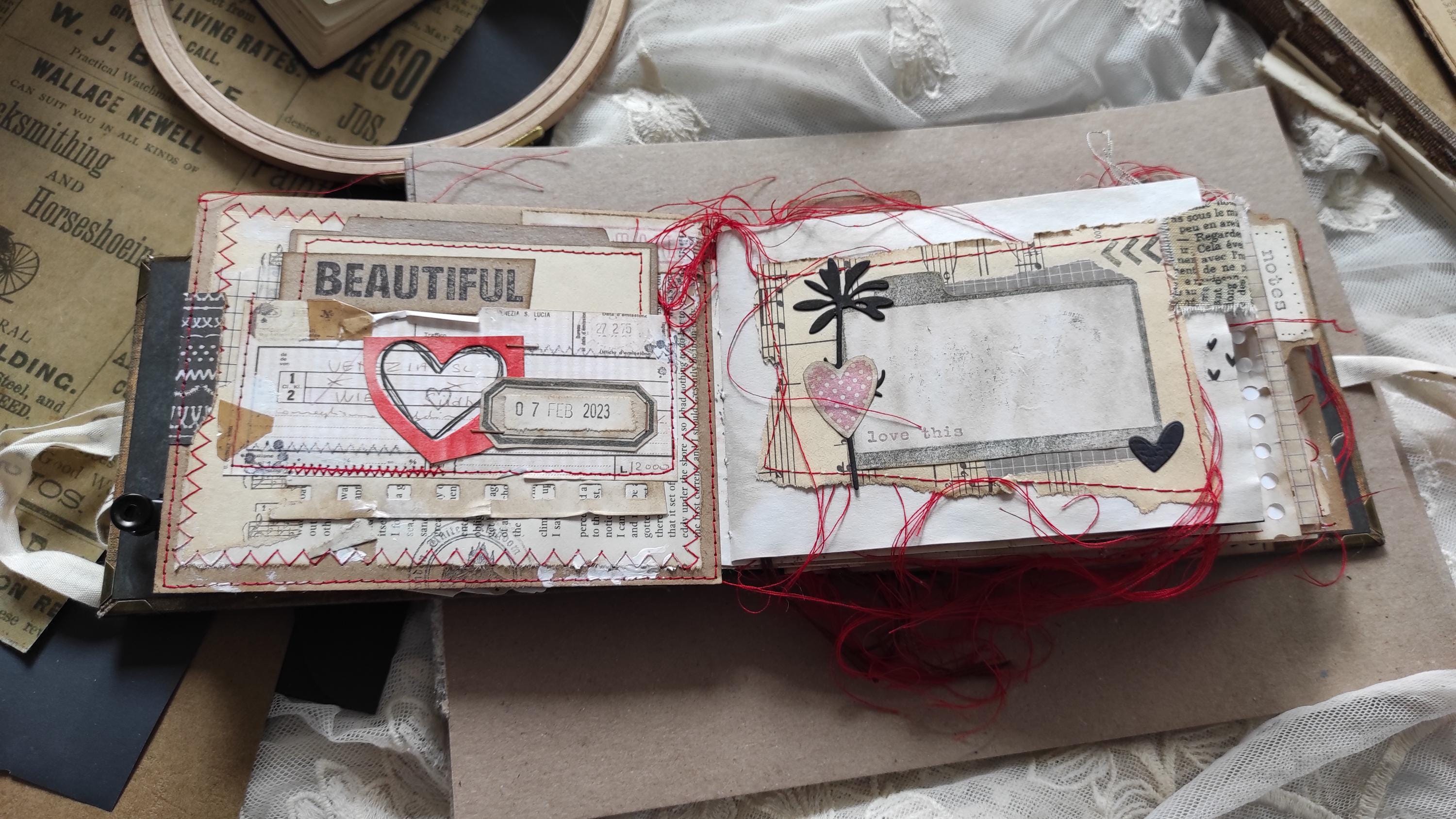 Love Themed Junk Journal Handmade Love Book Red Junk Journal Personal ...
