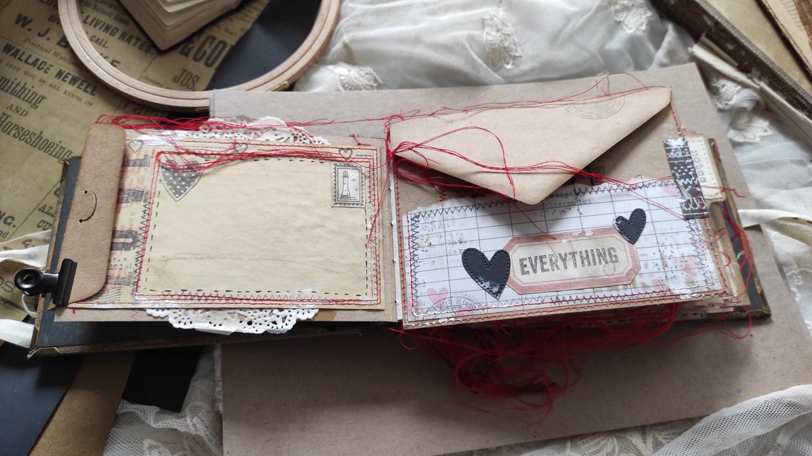 Love Themed Junk Journal Handmade Love Book Red Junk Journal Personal ...
