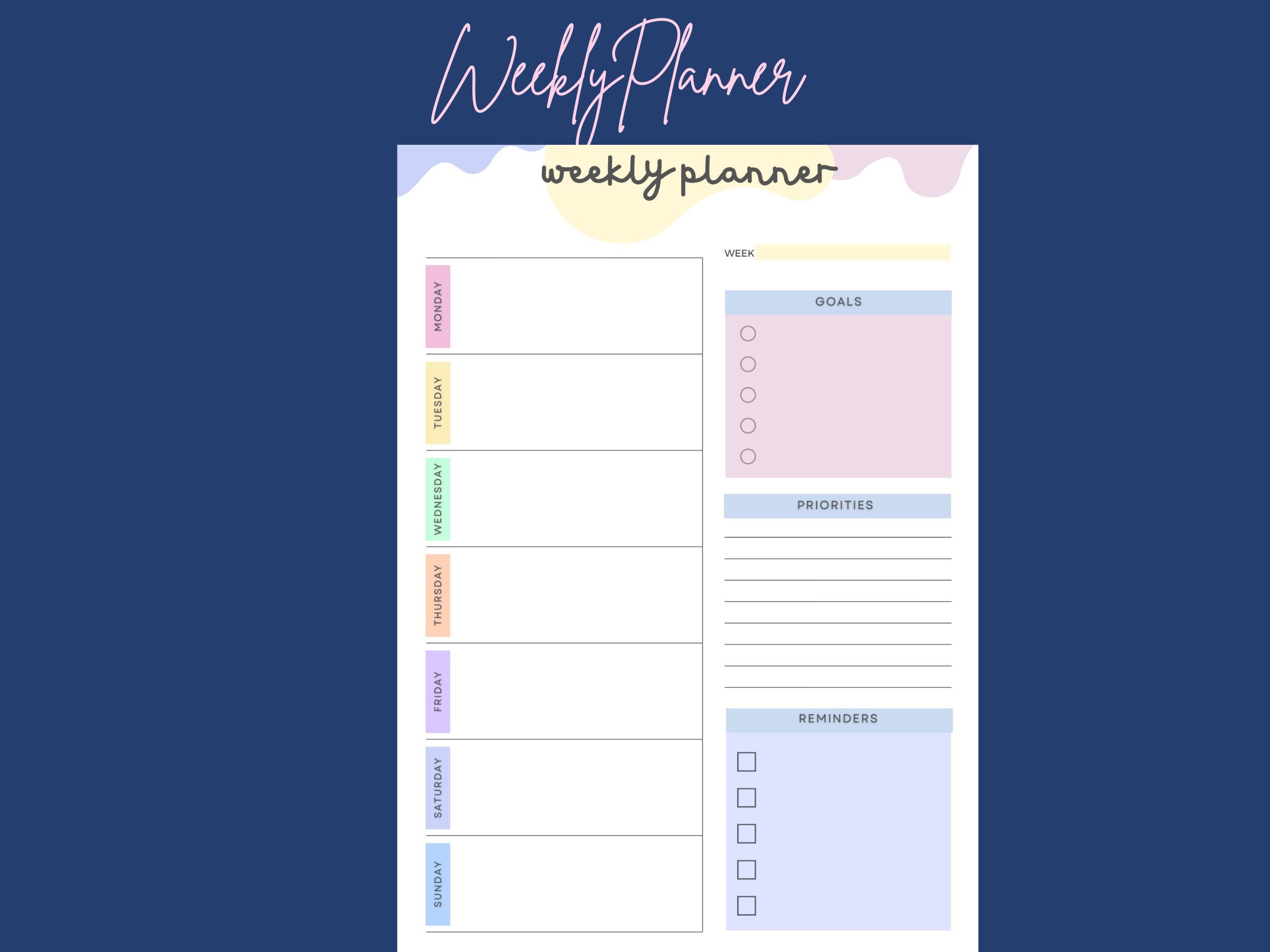 Weekly Melting Ice Cream Planner V2 Weekly Planner Digital Download A4 ...