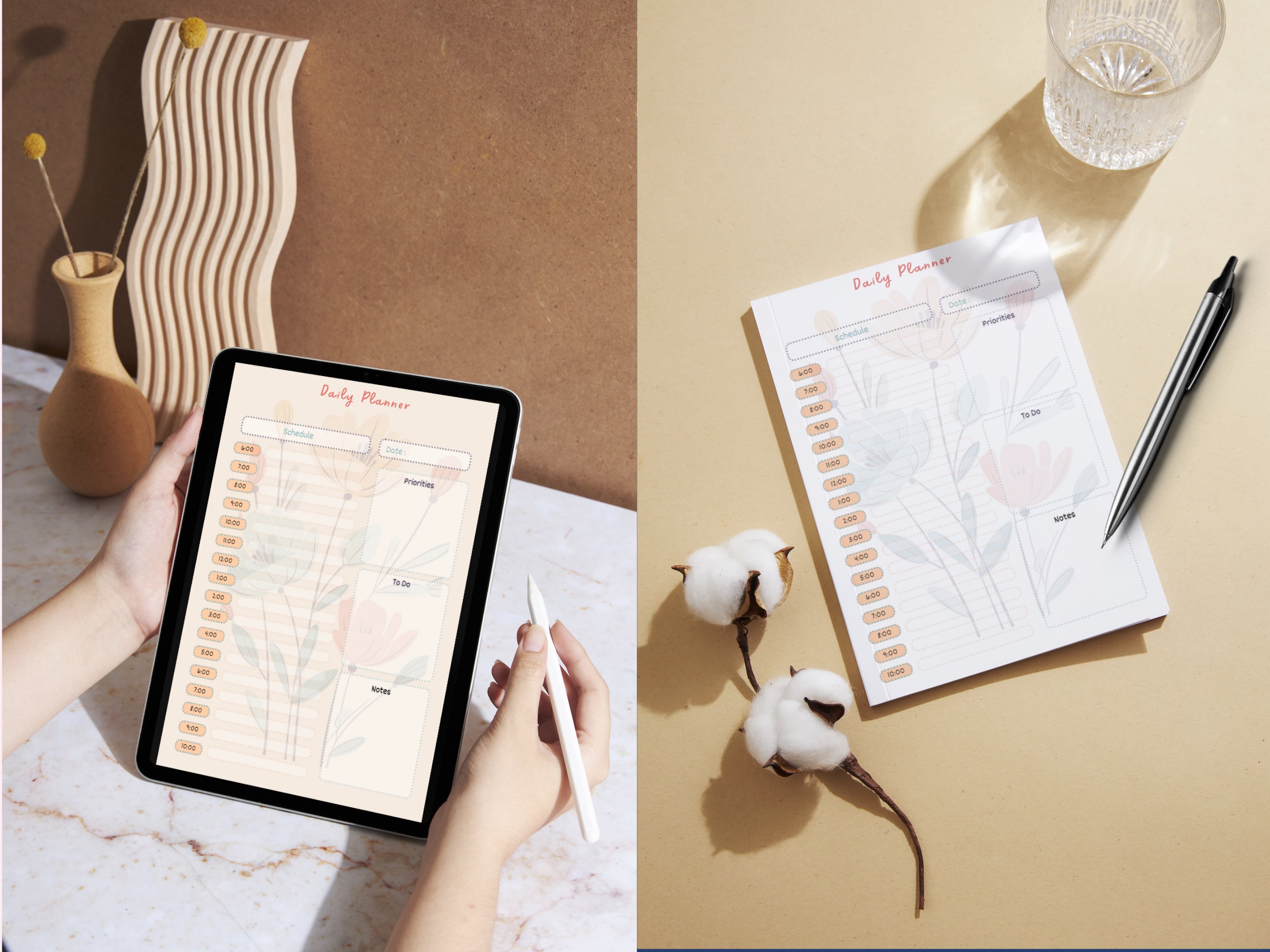 Flower Daily Planner Daily Planner Printable Digital - Etsy