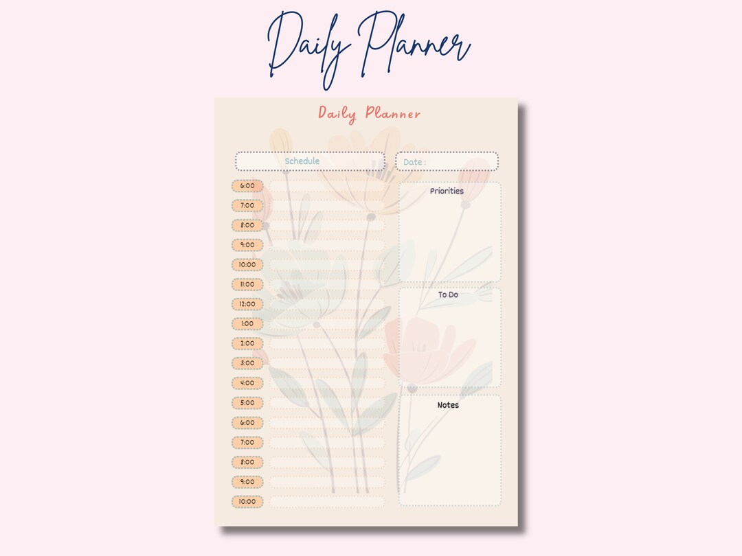 Flower Daily Planner | Daily Planner | Printable | Digital Download ...