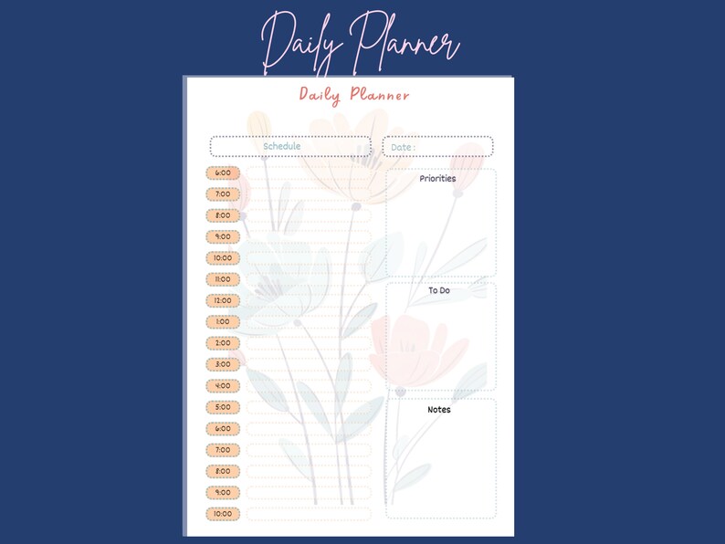 Flower Daily Planner Daily Planner Printable Digital - Etsy
