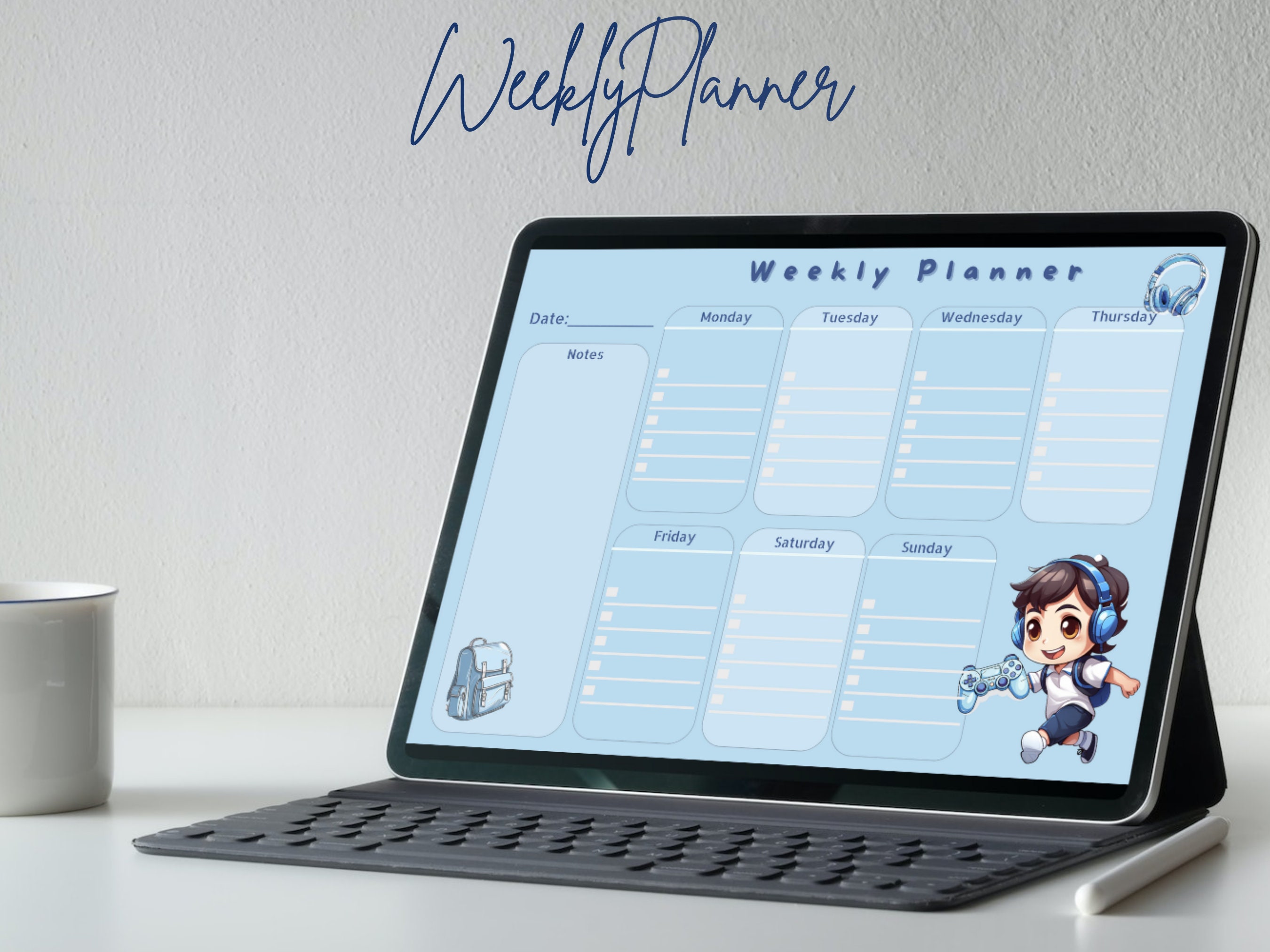 Kids Weekly Planner Printable Gamer Daily Checklist Digital Planner ...