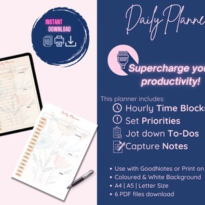 Flower Daily Planner | Daily Planner | Printable | Digital Download ...