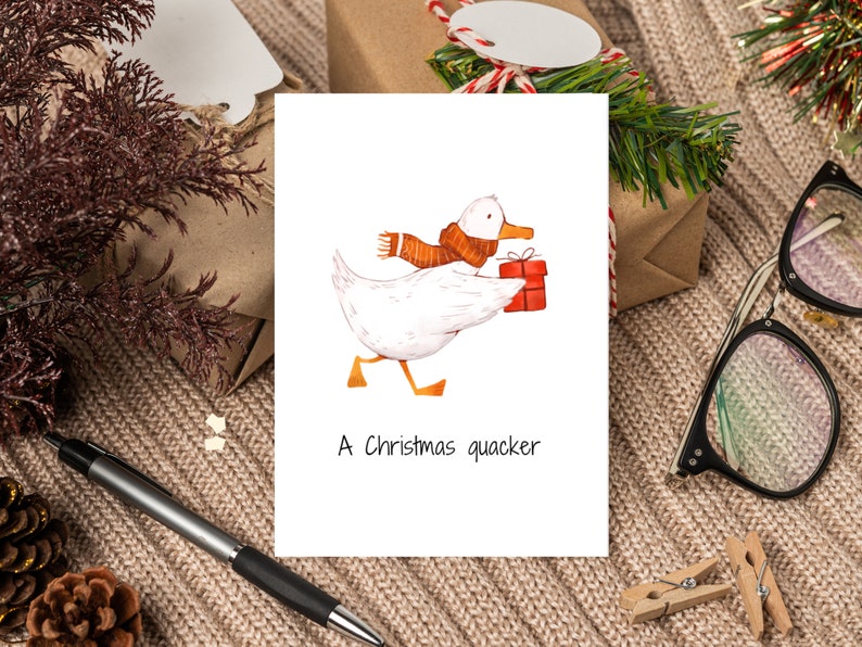 Fun Printable Duck Christmas Card INSTANT DOWNLOAD Animal - Etsy