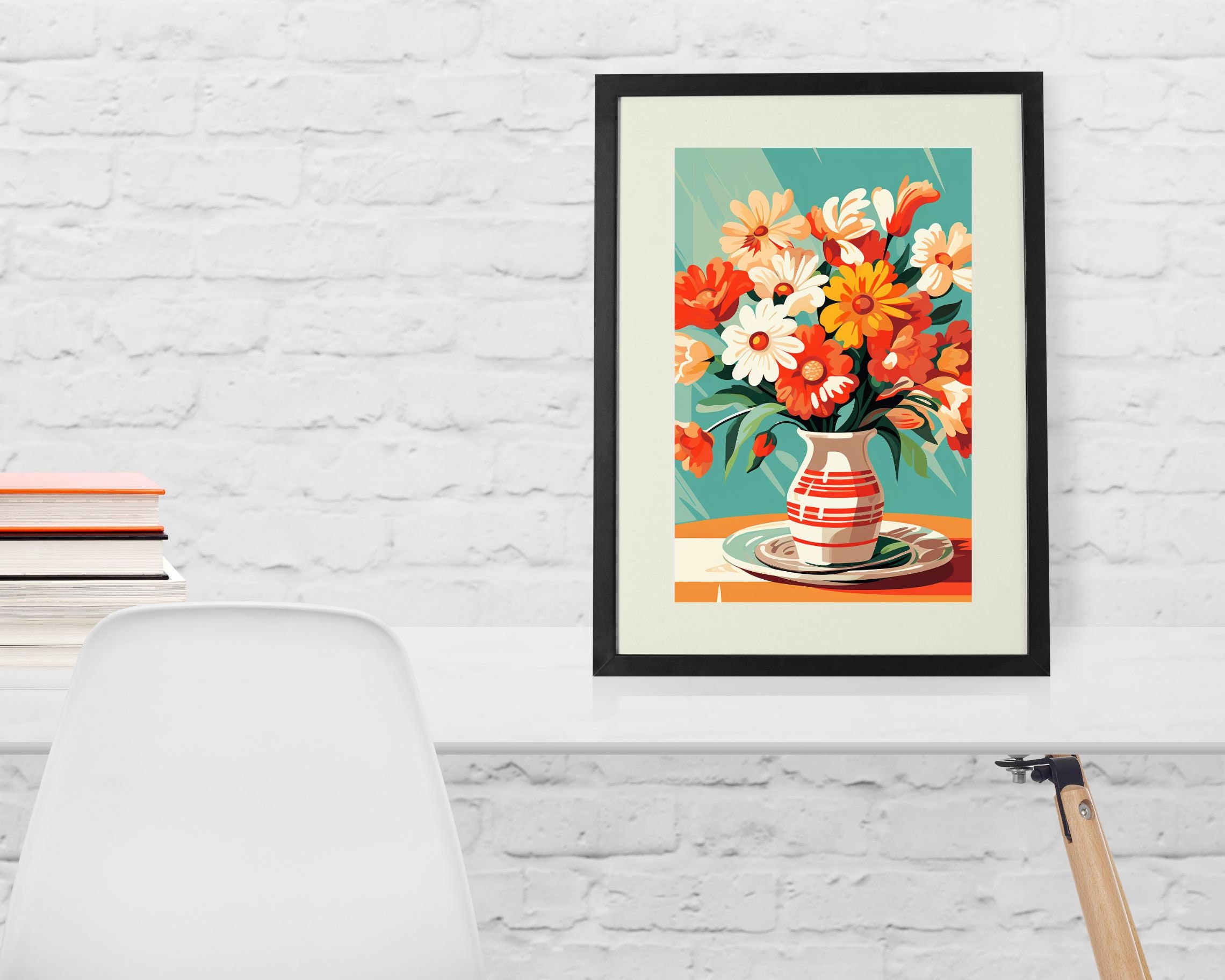 Printable Abstract Flower Poster Vintage Artwork Abstract Flower Poster ...
