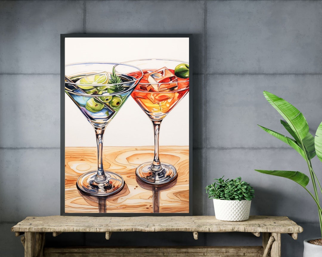 Printable Retro Painted Cocktails Poster | Vintage Artwork | Retro ...