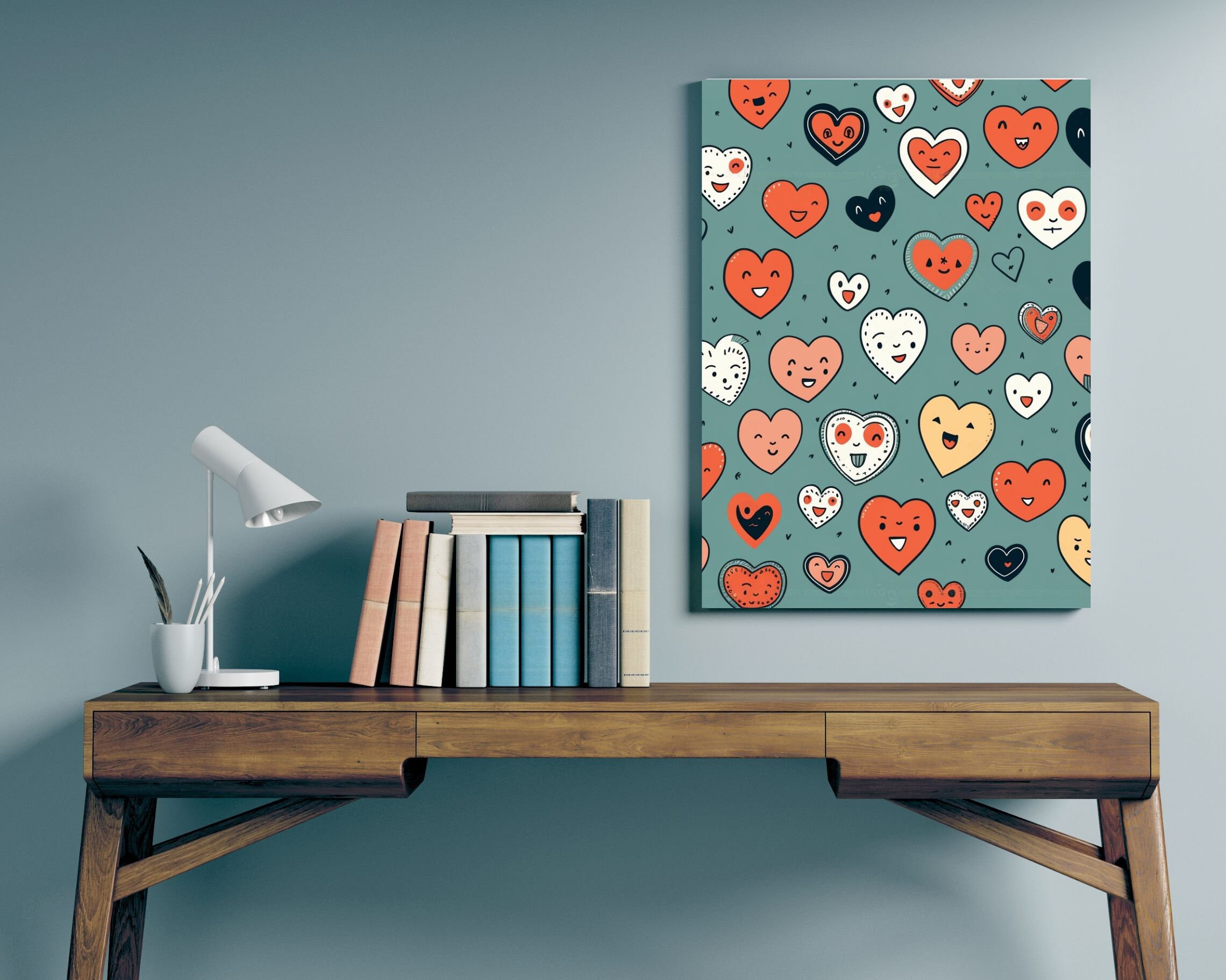 Printable Retro Hearts Poster | Vintage Hearts Artwork | Cartoon Heart ...