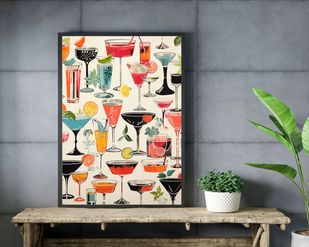 Printable Retro Cocktail Print Poster | Vintage Artwork | Cocktail ...