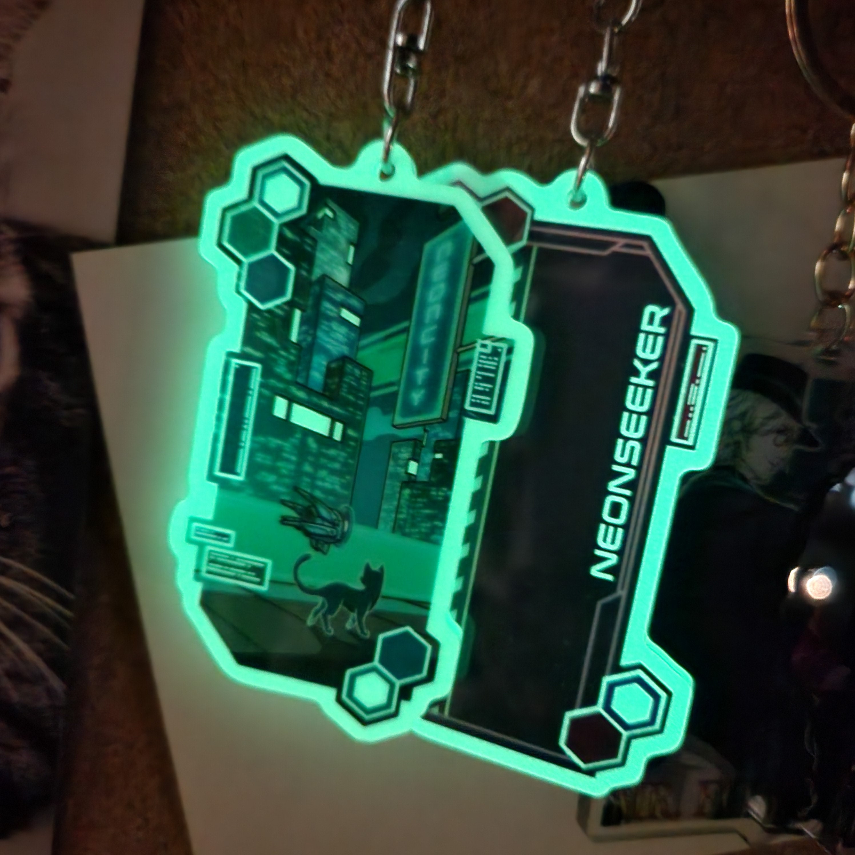 Hexview Keychains Glow in the Dark Acrylic Charm With Metal Clasp - Etsy