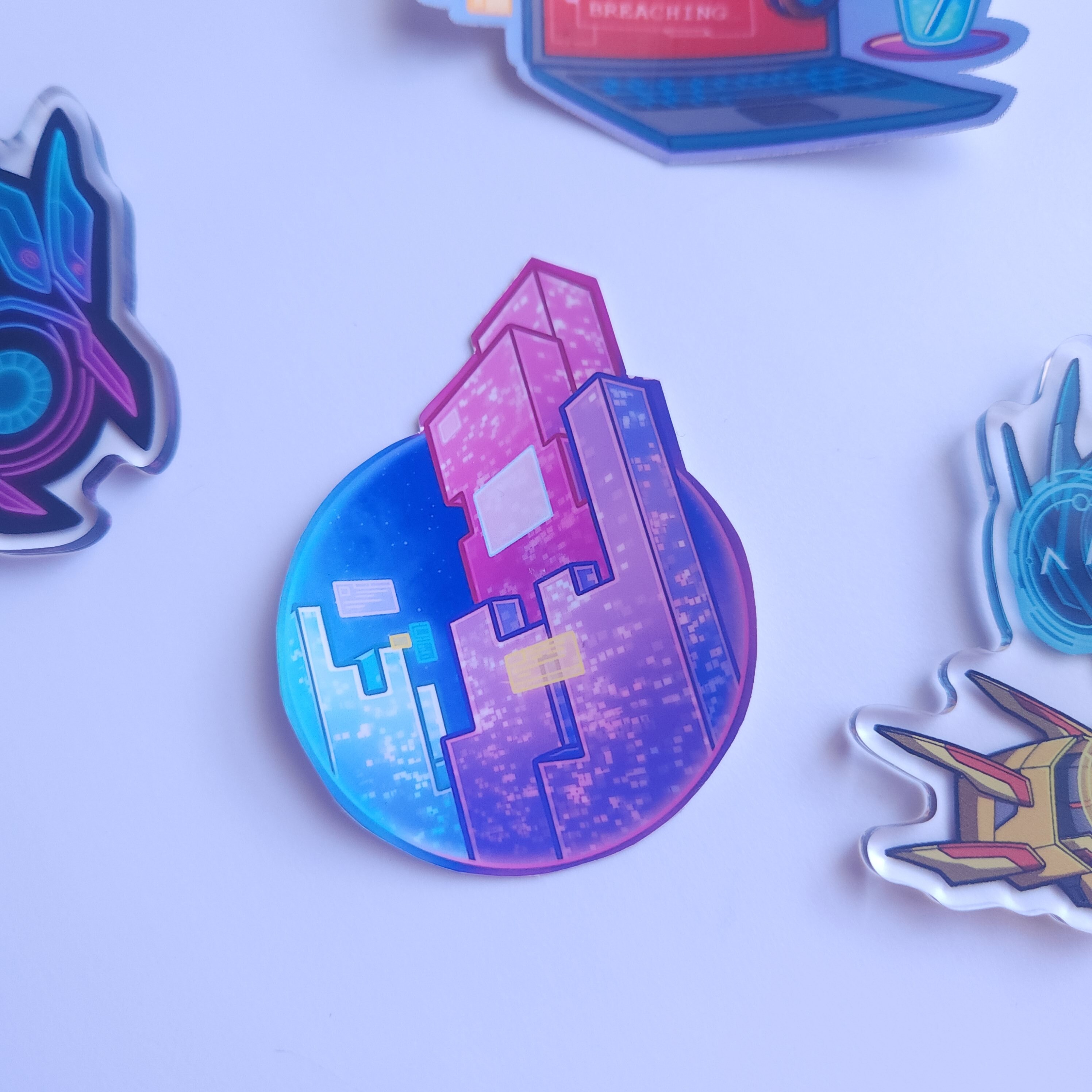 Cyberpunk Skyscrapers Sticker Sticker for Laptop, Bullet Journal ...