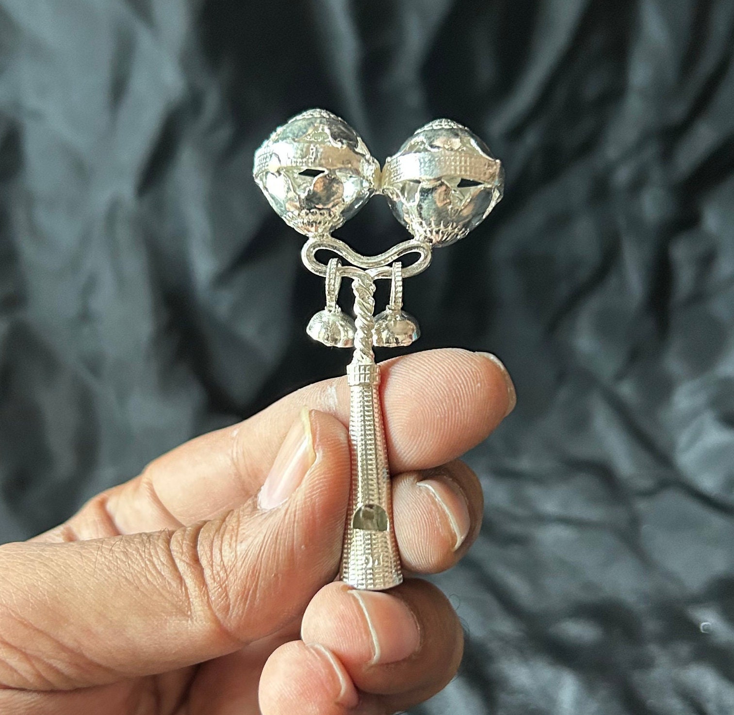 Pure Silver Baby Rattle With Whistle Toys,infant Toys/newborn Baby Gift ...