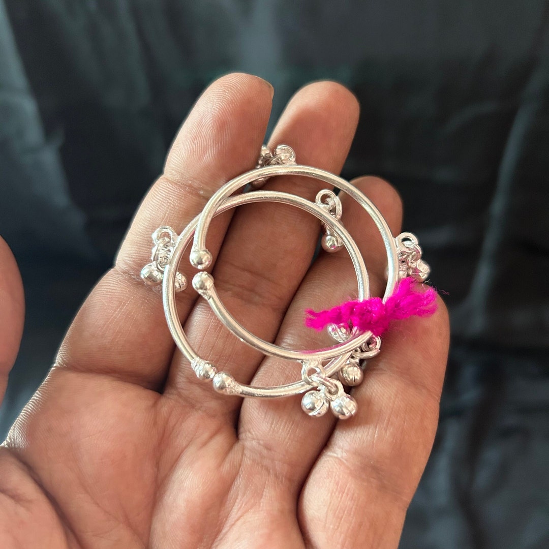 Baby Protection Bangle, Silver Traditional Nazariya, Baby Kade Silver ...
