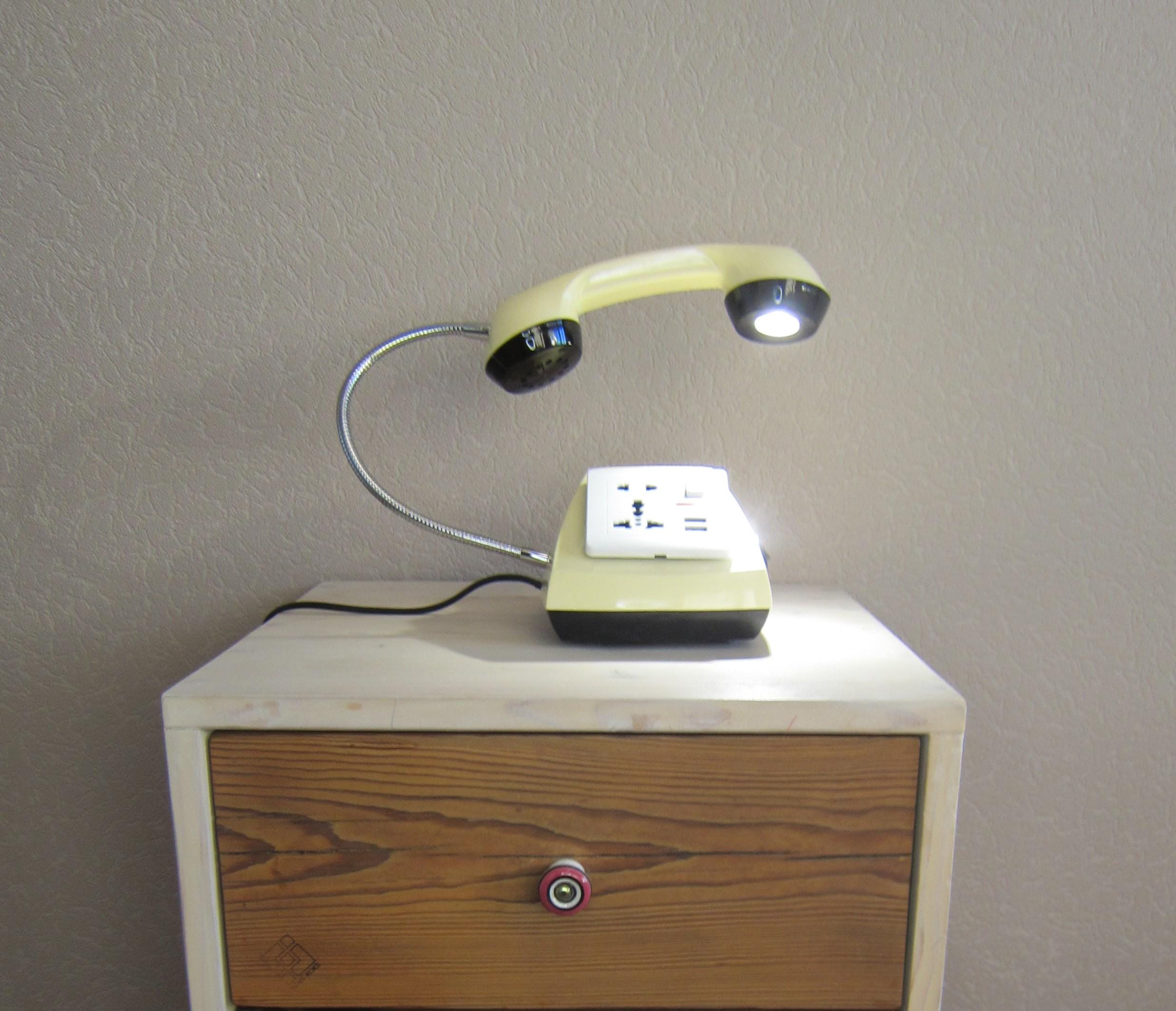 2 USB Telephone Desk Lamp Flexible Gooseneck One White LED Charging ...