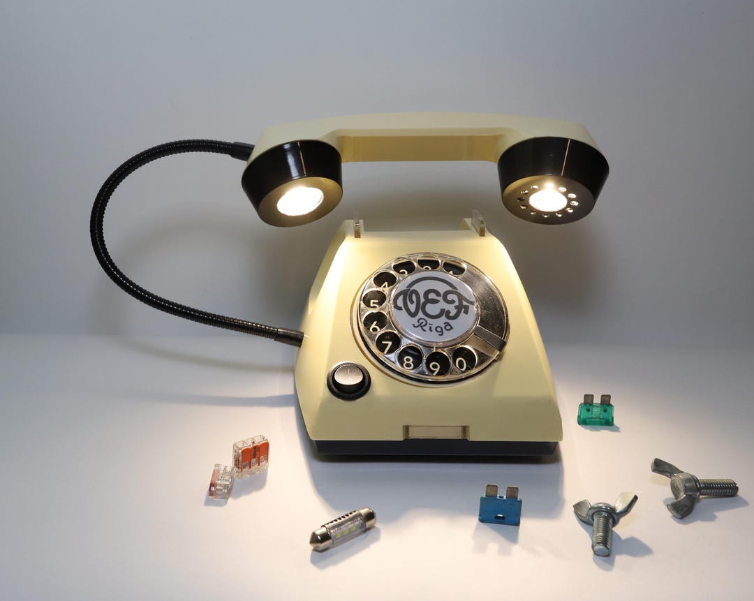Desk Lamp Authentic Rotary Telephone : Handmade Two White LED With EU ...