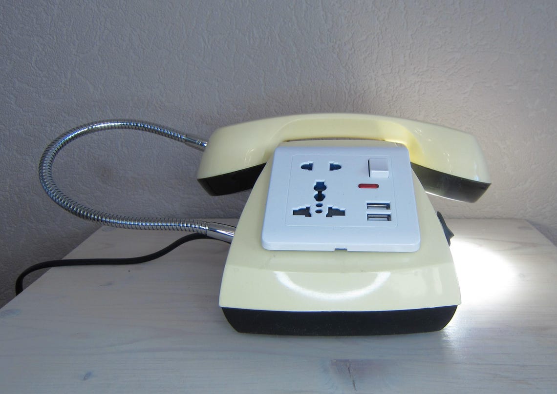 2 USB Telephone Desk Lamp Flexible Gooseneck One White LED Charging ...