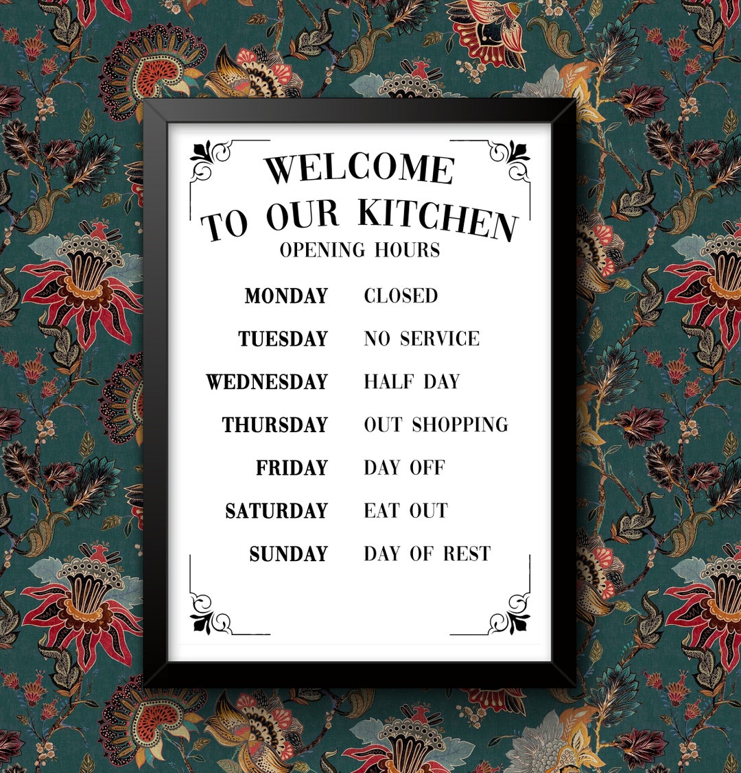 Welcome to Our Kitchen Funny Wall Art Insperational Guide Poster A5 A4 ...