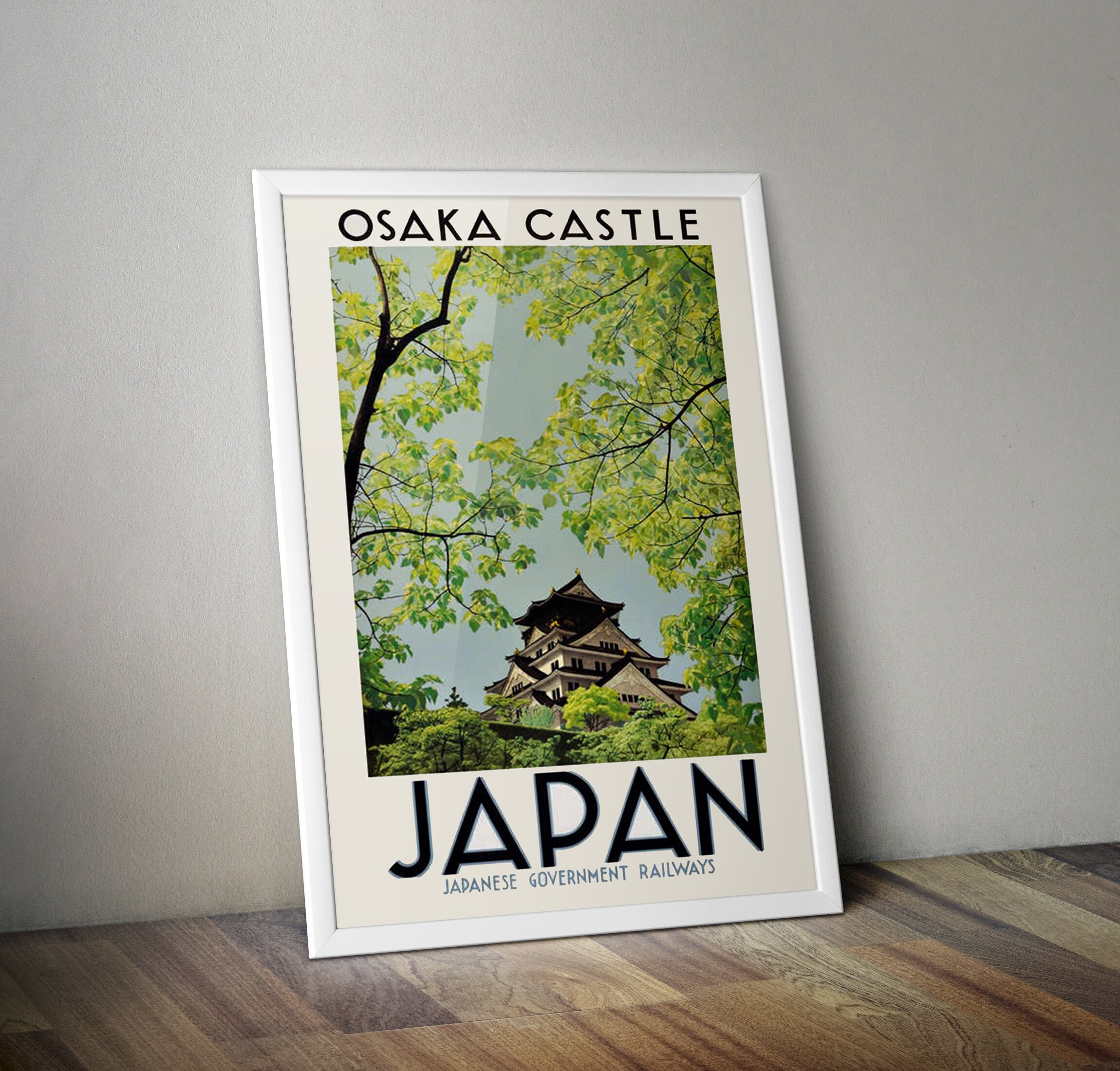 Vintage Osaka Castle Japan Travel Poster Wall Art Railway A4 - Etsy UK