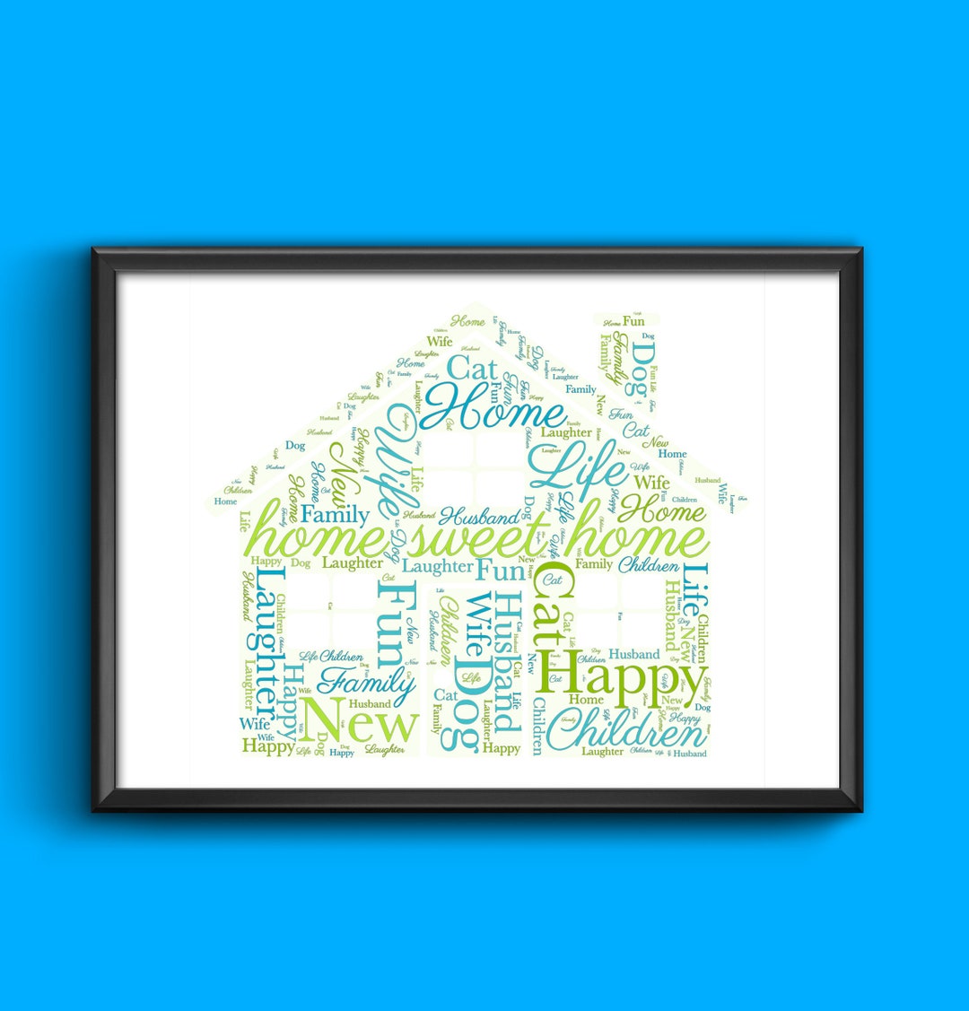 Home House Word Art Personalised With Any Words of Your Choice, Any ...