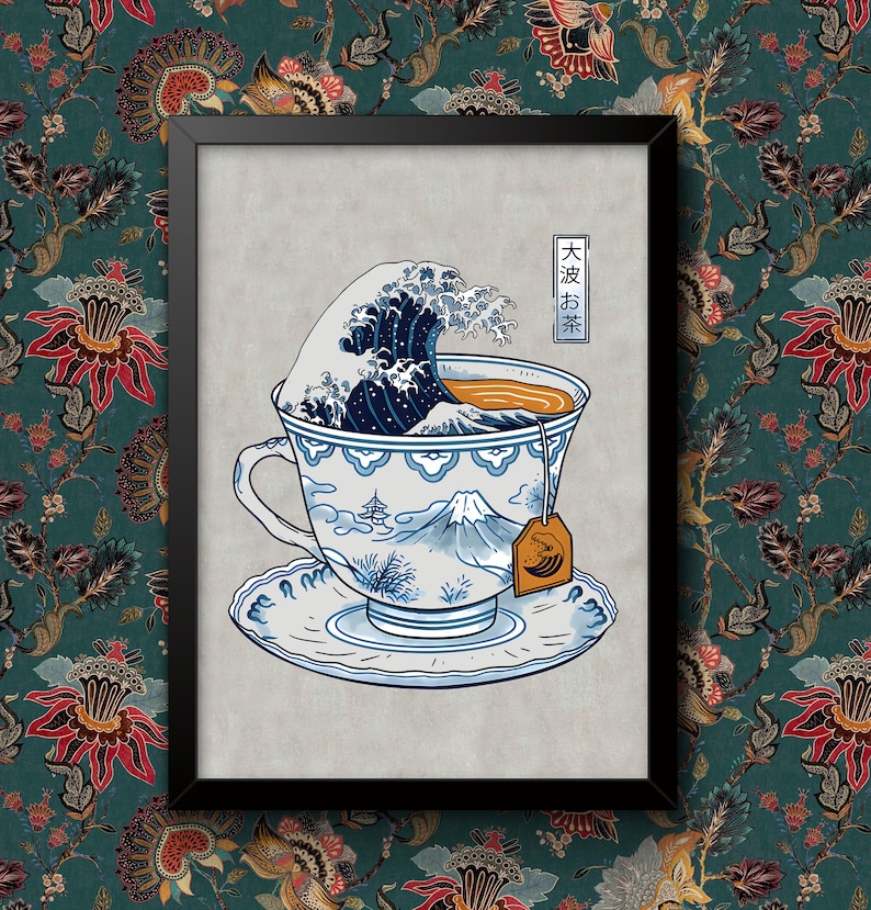 Vintage Effect Great Wave off Kanagawa Storm in a Teacup Japanese ...