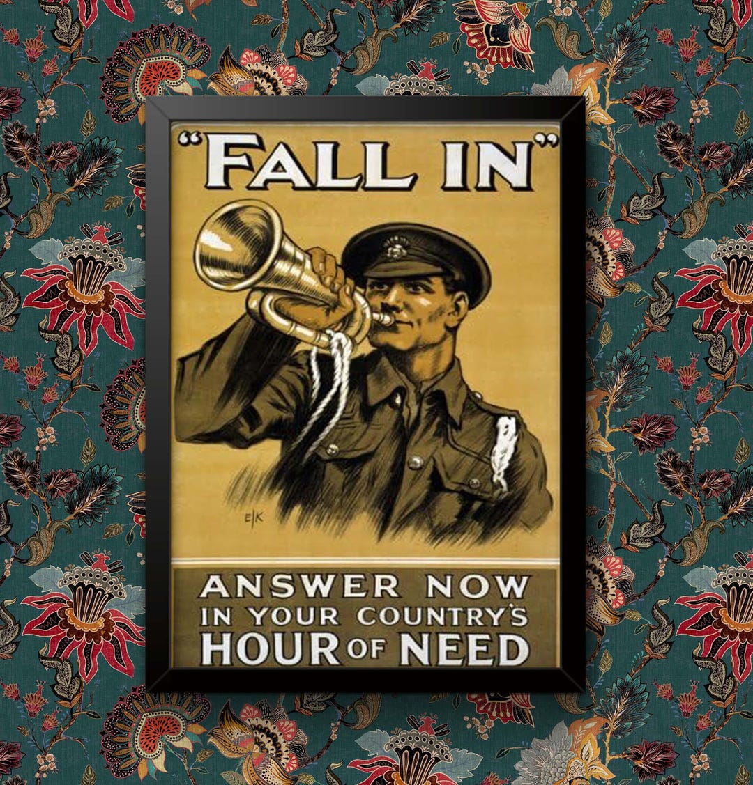 Vintage World War WW1 Advertisement Fall in Answer Now in Your Countrys ...