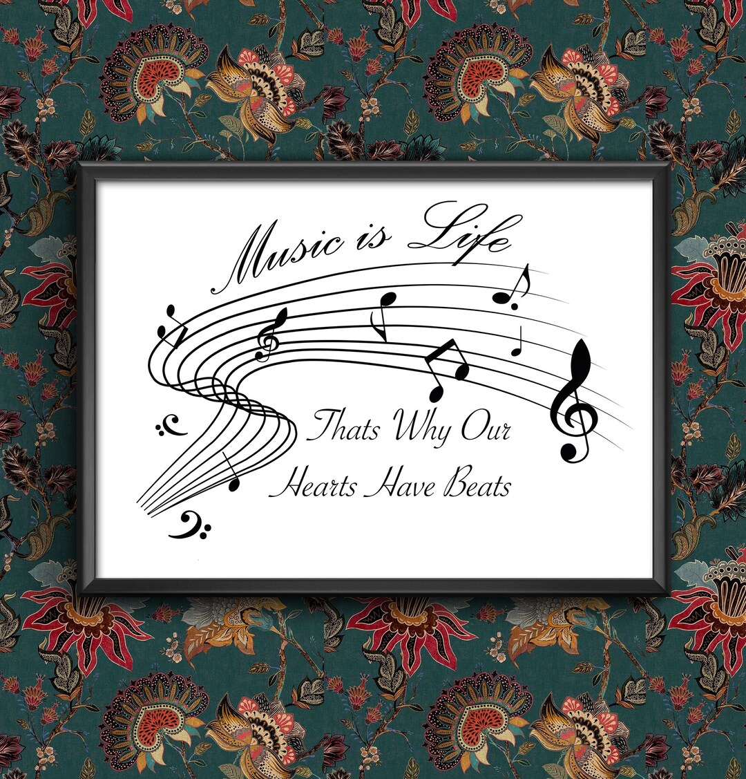 Music is Life Thats Why Our Hearts Have Beats Wall Art Poster Various ...