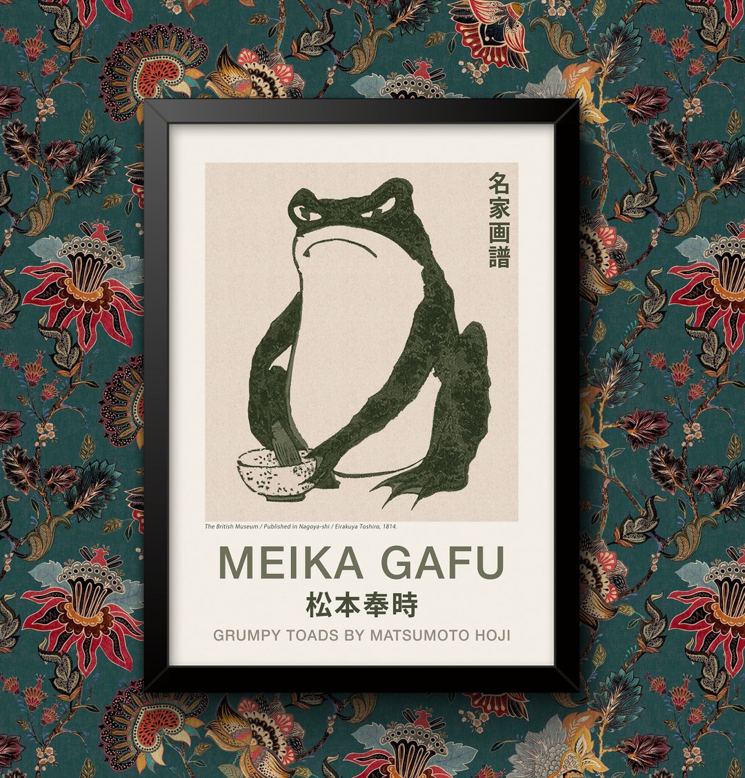 Vintage Meika Gafu Grumpy Toad Ausstellung Japanisches Hokusai Wand ...