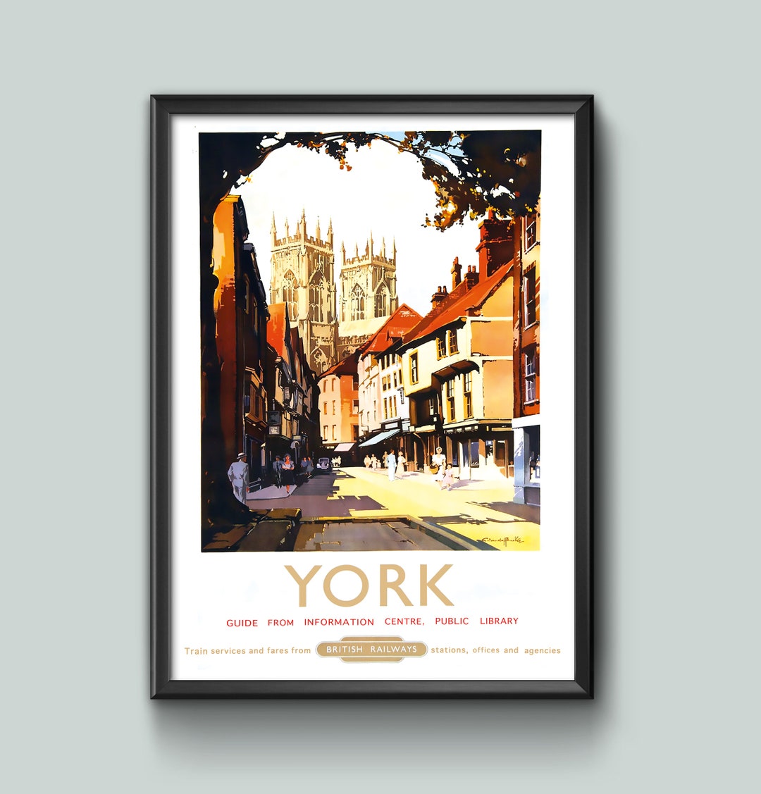 Vintage YORK Yorkshire British Railway Travel Poster Wall Art Home ...