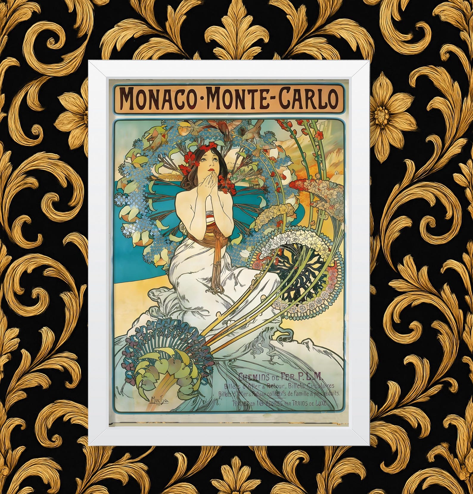 Vintage Travel Monaco Monte Carlo 1897, Alphonse Mucha, Reproduction ...