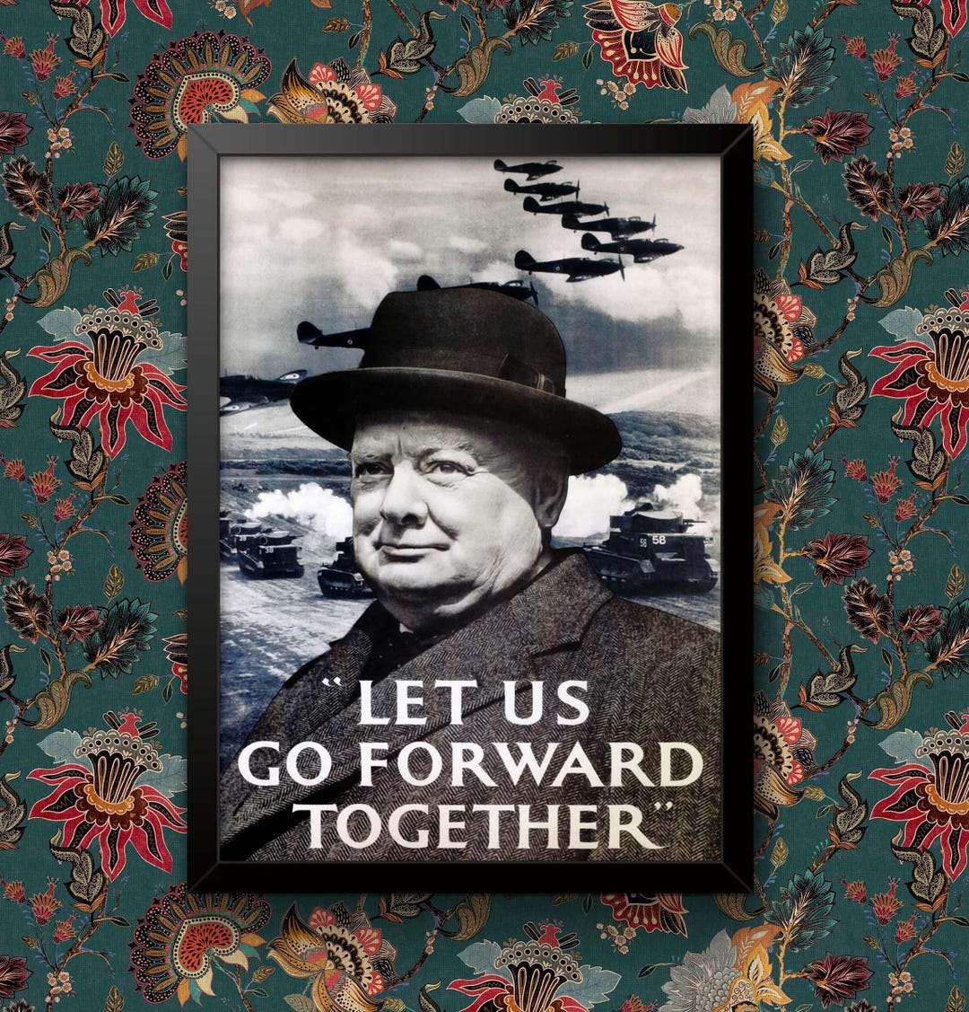 Vintage World War WW2 Advertisement Churchill Let Us Go Forward ...