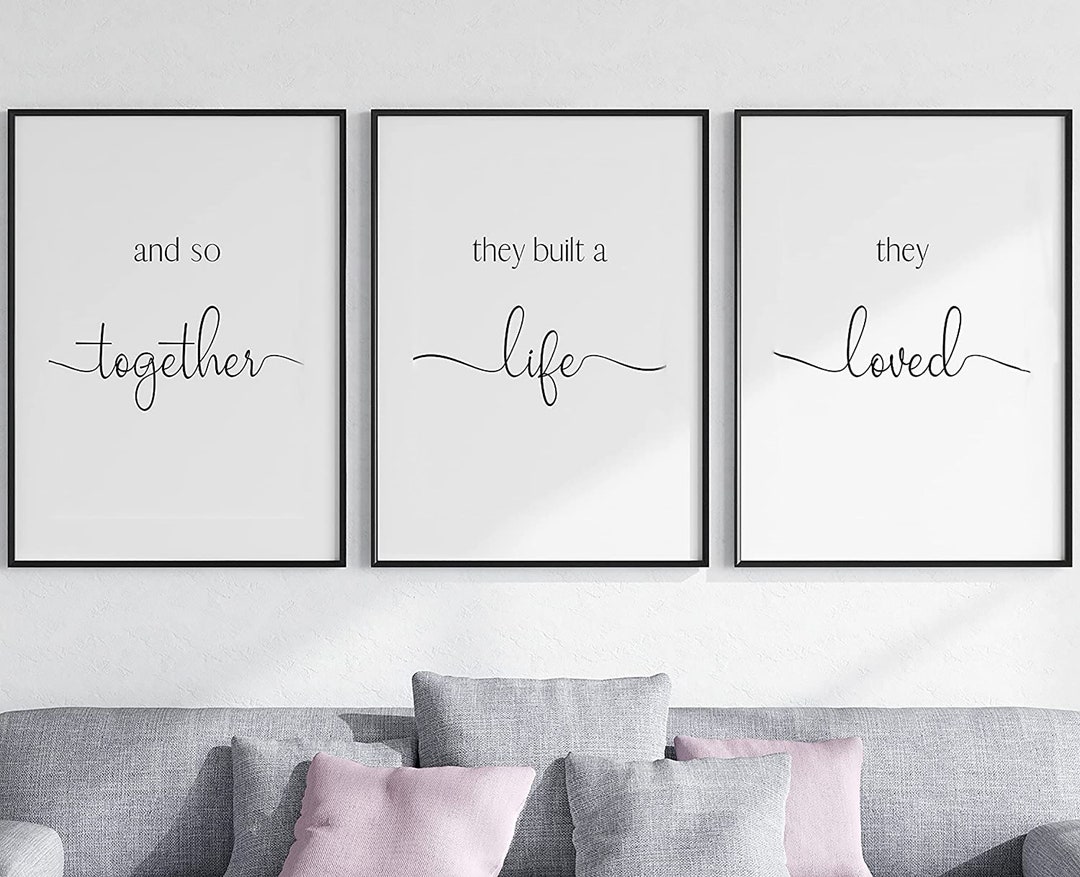 Together Life Loved Triple Set Wall Art Home Decor Insperational Poster ...