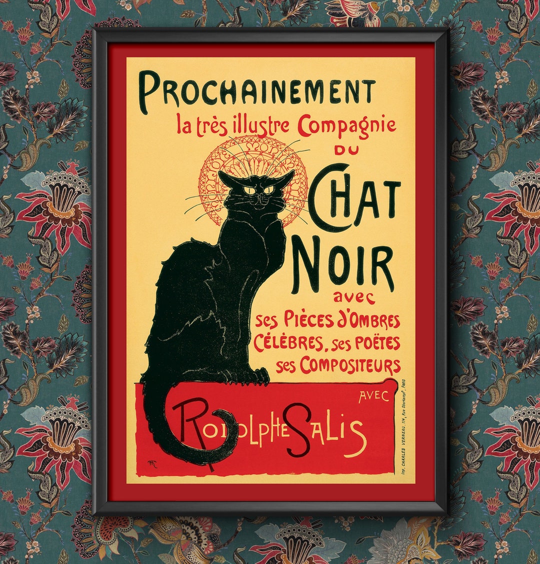 Vintage Le Chat Noir Cat Bar Wall Art Travel Railway Poster A4 and A3 ...