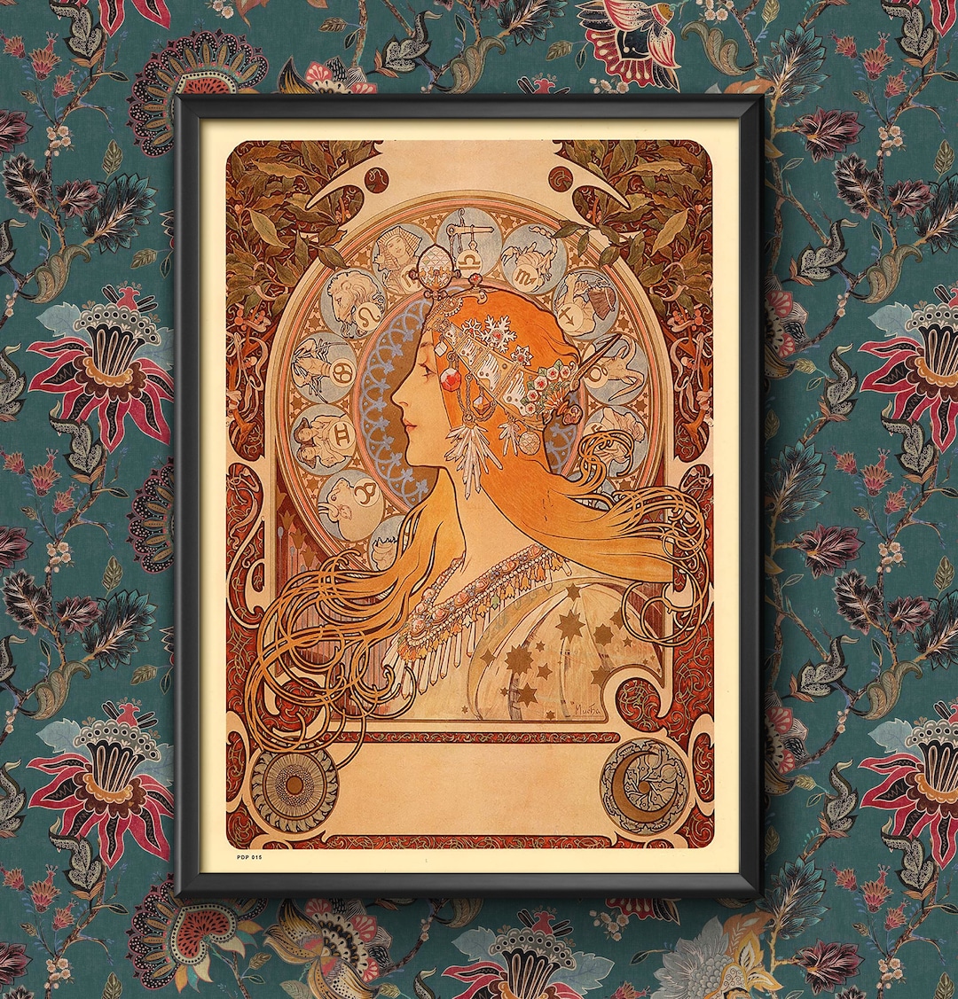 Poster Print Vintage Art Nouveau by Alphonse Mucha, Zodiac, Various ...