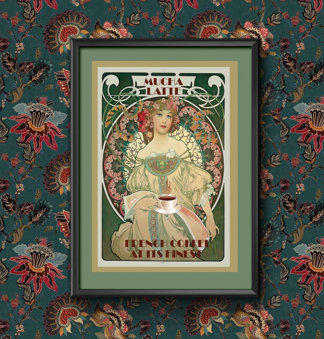 Vintage Alphonse Mucha Latte French Coffee Drinks Wall Art Poster A4 ...