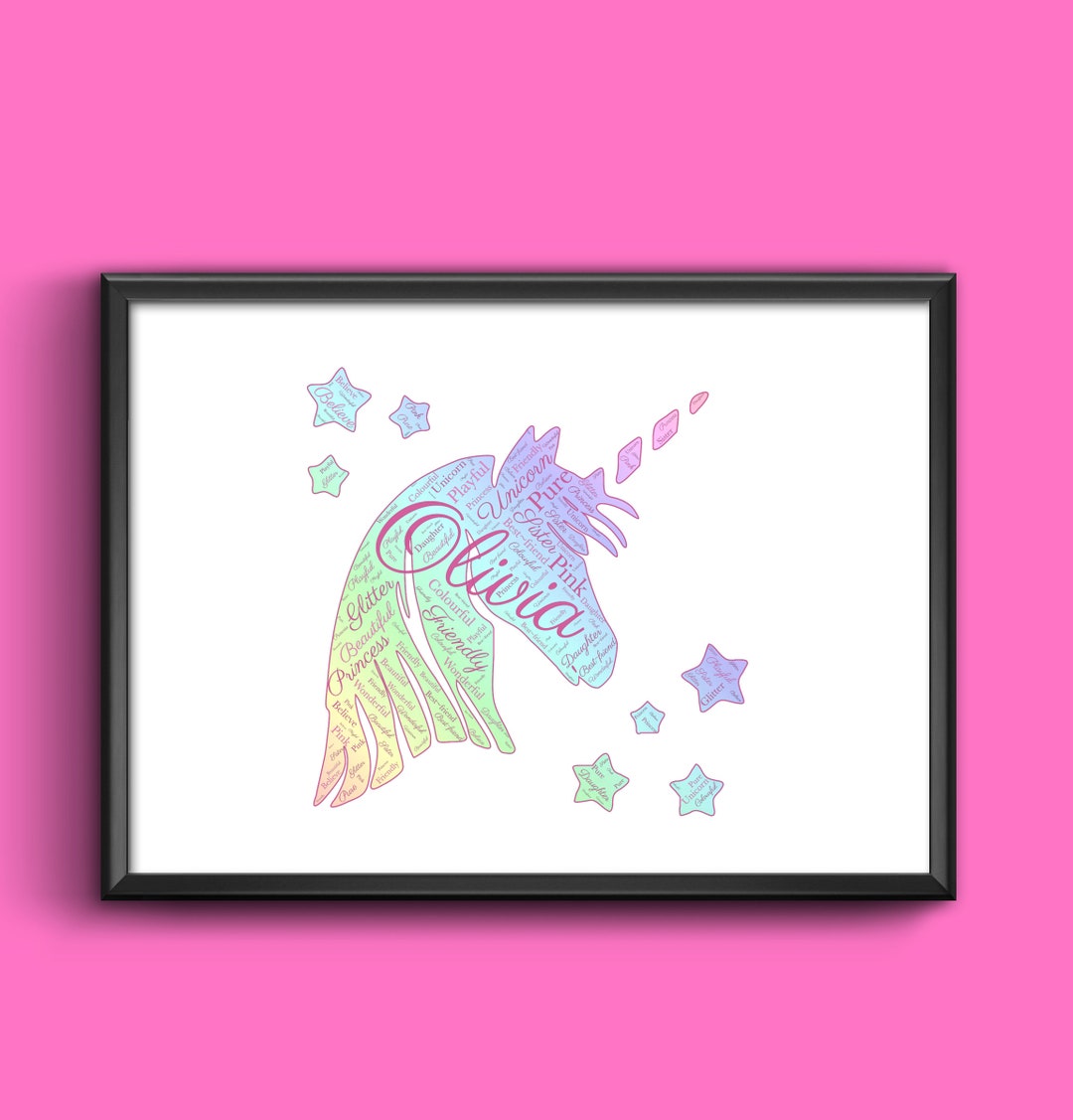 Rainbow Unicorn Word Art Personalised With Any Words of Your Choice ...