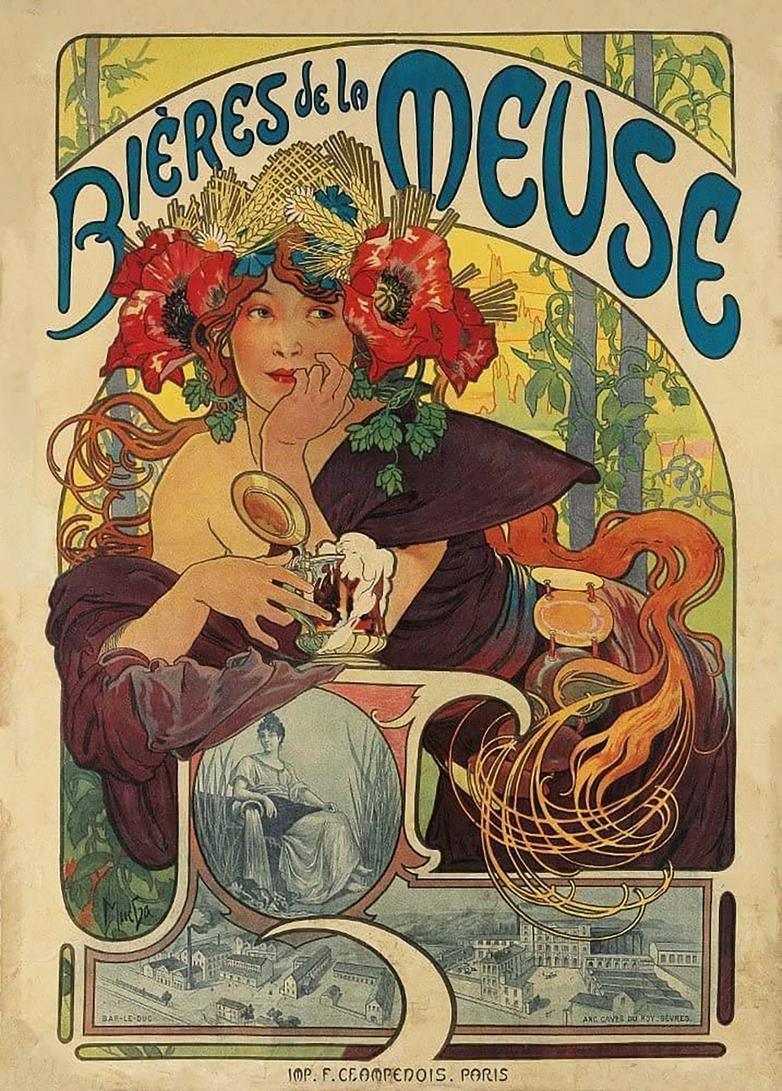 Vintage Beers Wines and Spirits Bieres De La Meuse France, 1897 ...