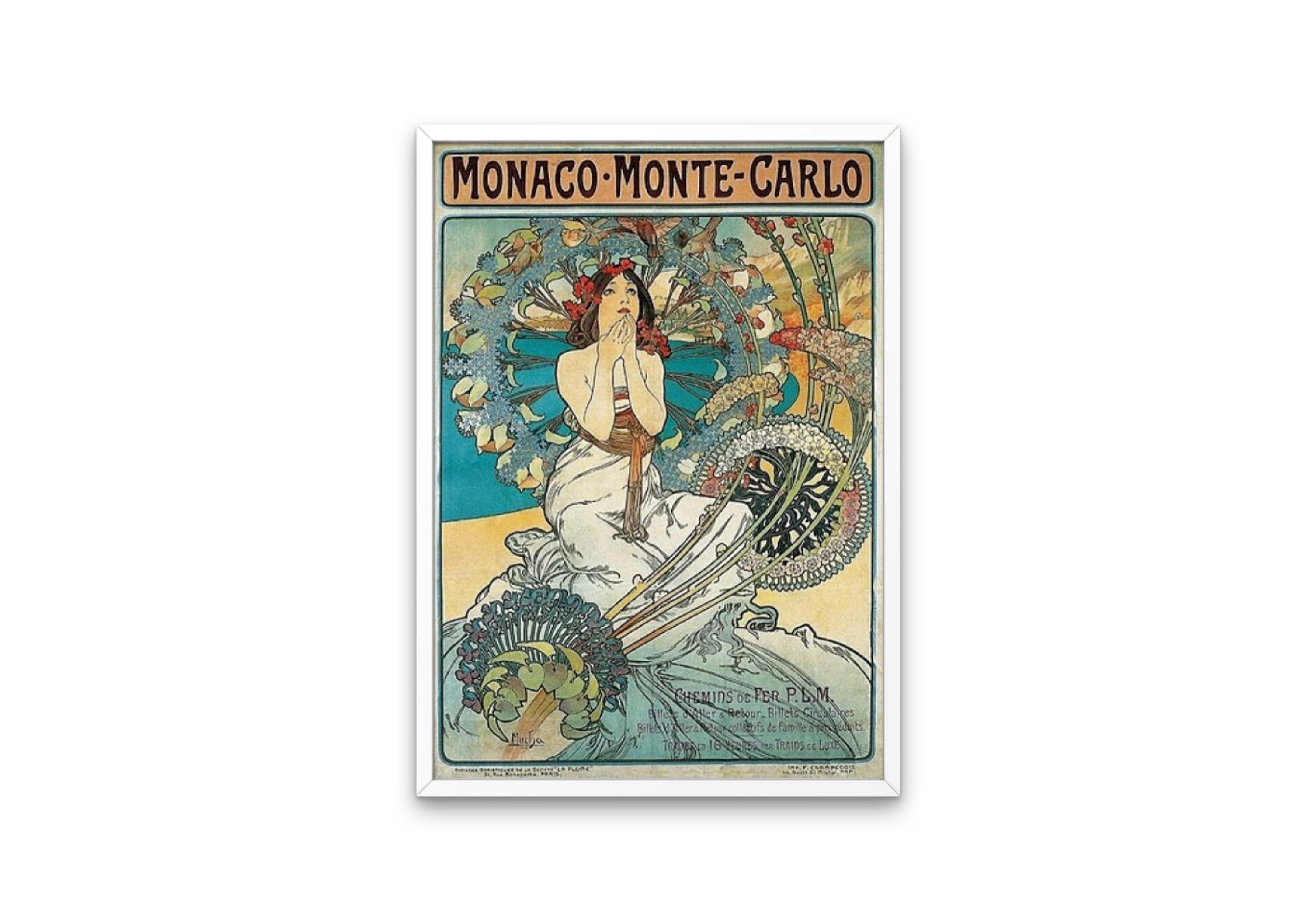 Vintage Travel Monaco Monte Carlo 1897, Alphonse Mucha, Reproduction ...