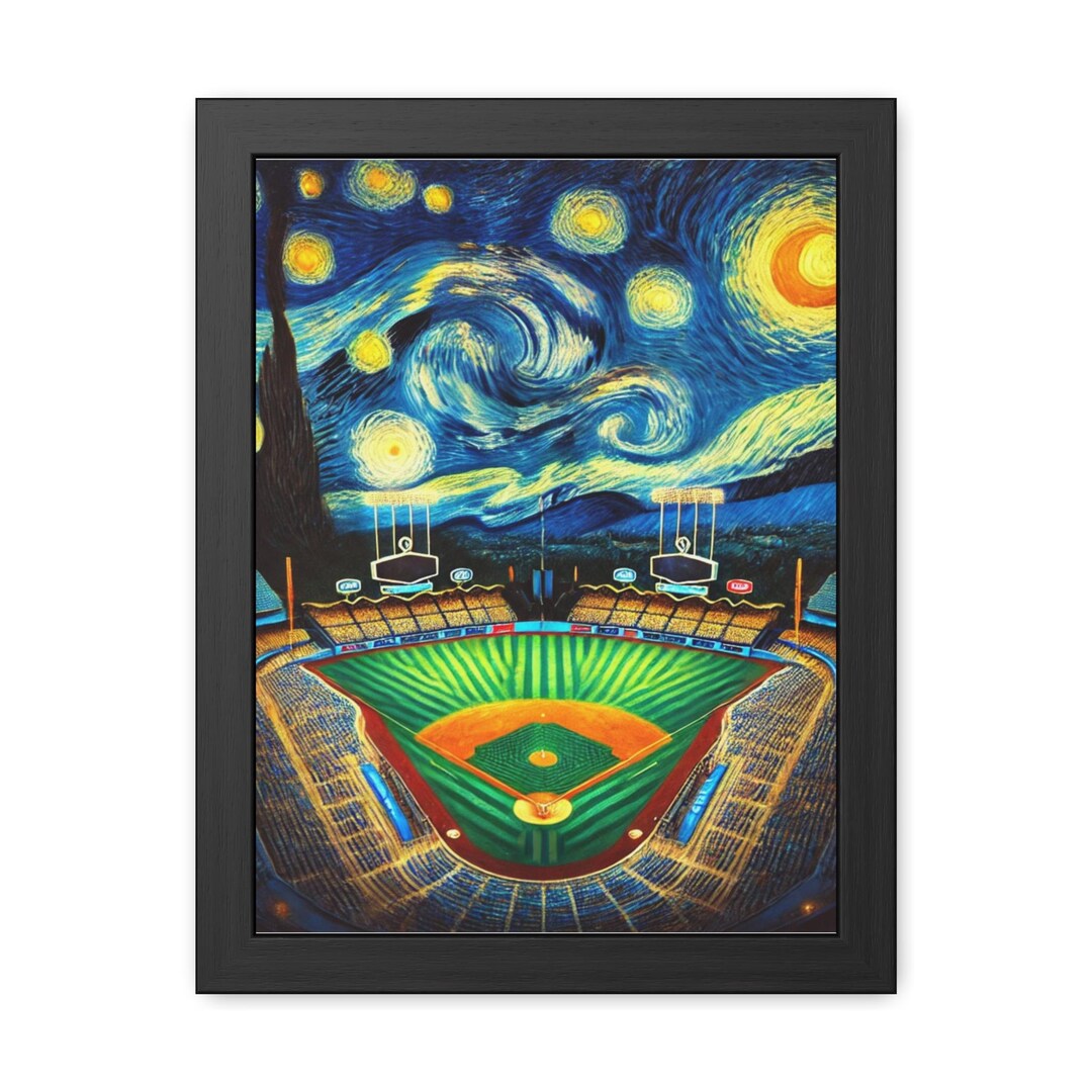 Los Angeles Starry Night Ballpark Framed Postera Unique Blend of Sports ...