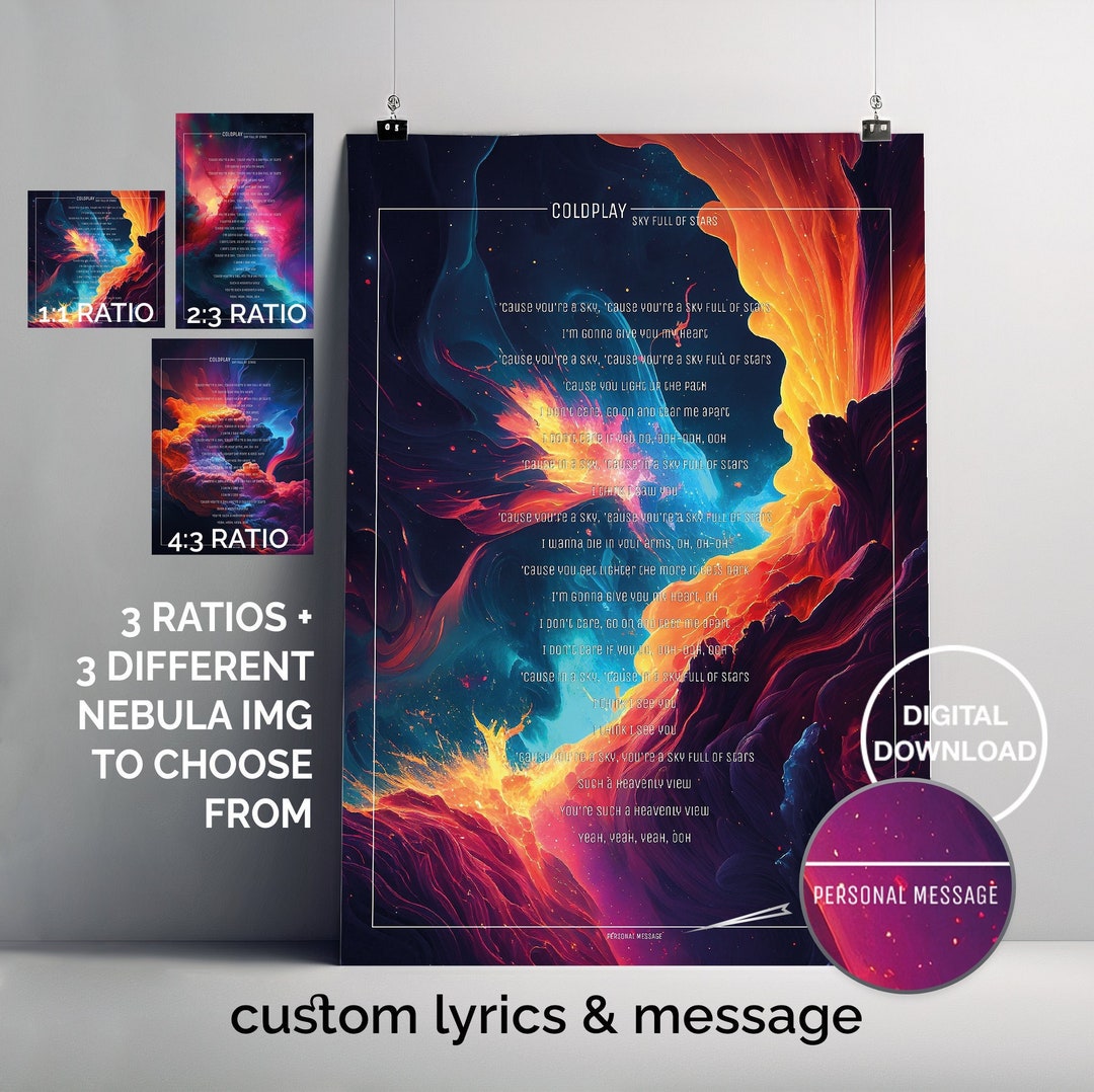 Custom Nebula Lyrics Poster, Colorful, Wall Art Decor, Music Art ...