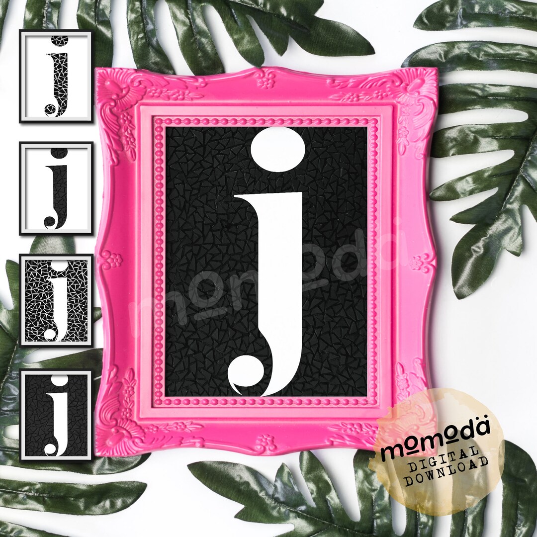 4in1 Letter J Monogram Printable Modern Mosaic Minimalist Initials ...